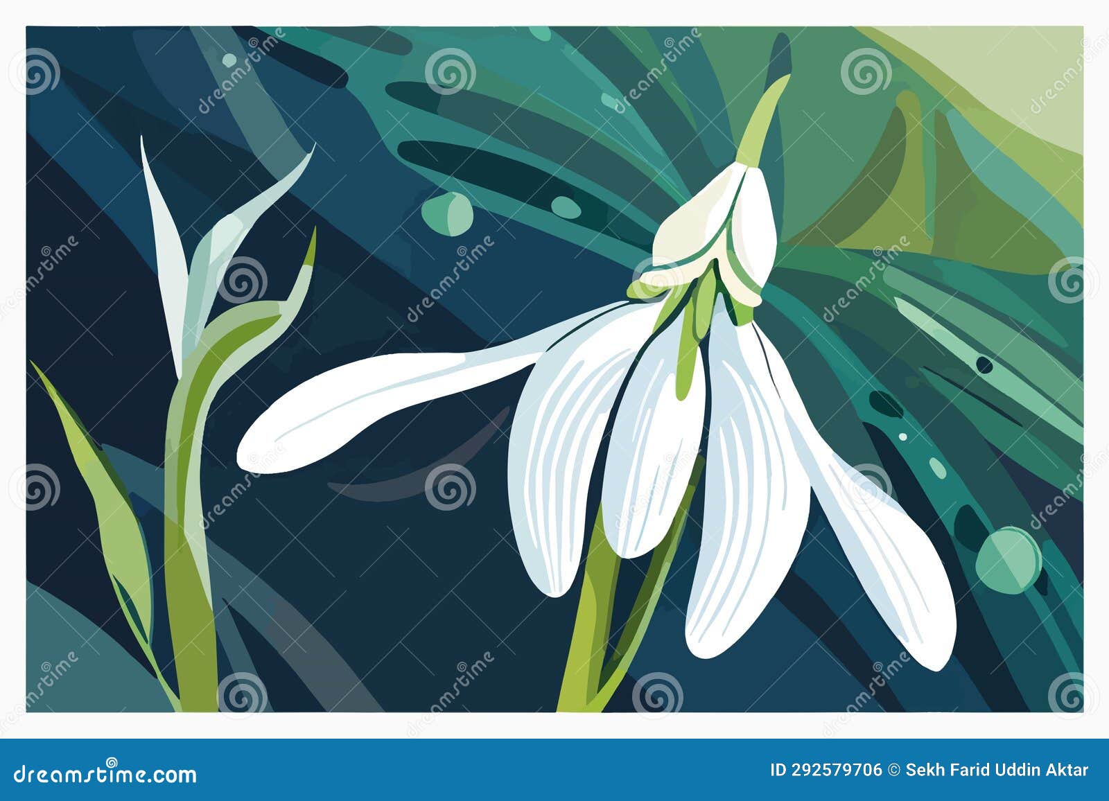 Snowdrop Flower Watercolor Art and Illustration Created with Ai Stock ...