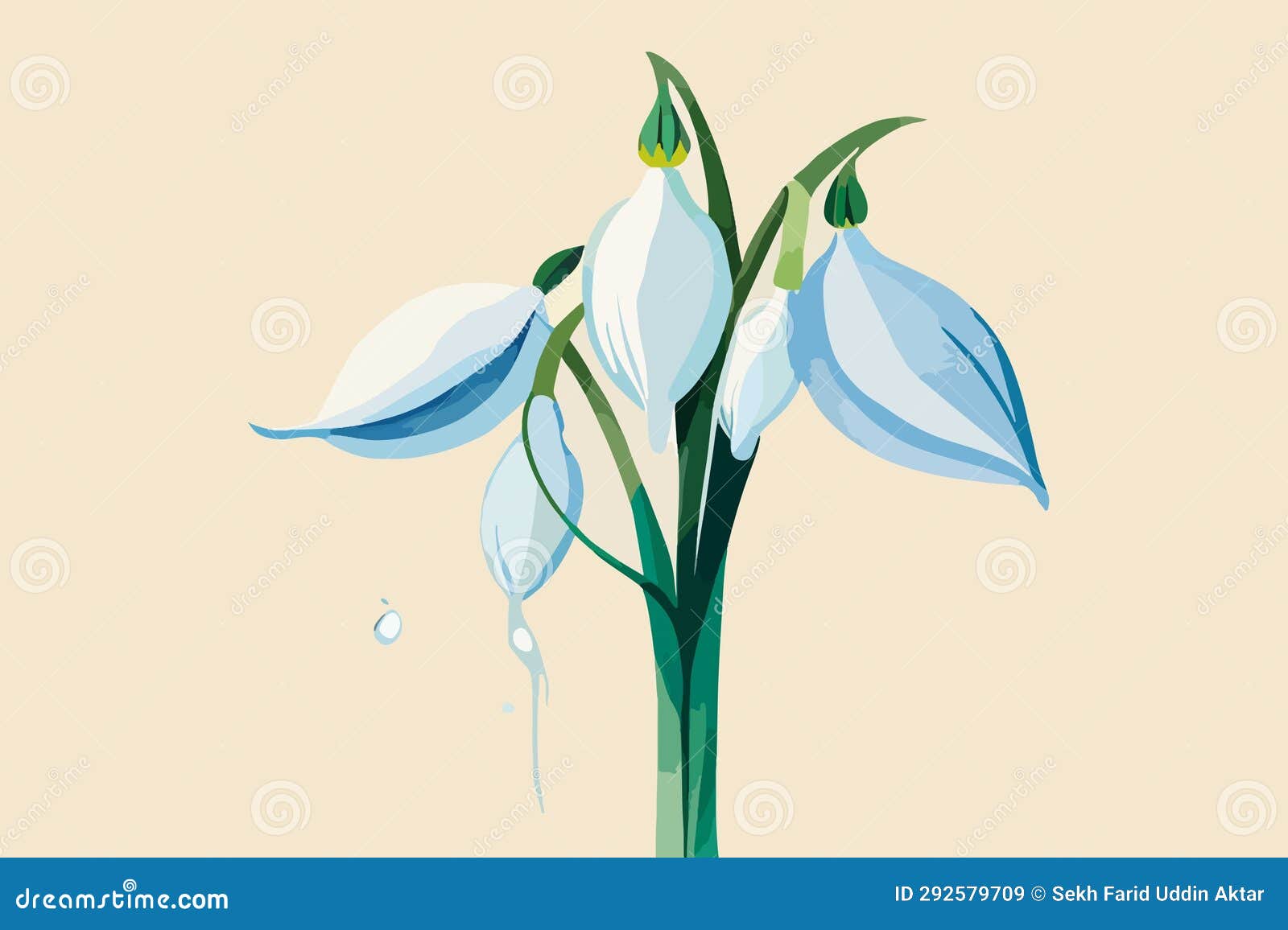 Snowdrop Flower Watercolor Art and Illustration Created with Ai Stock ...
