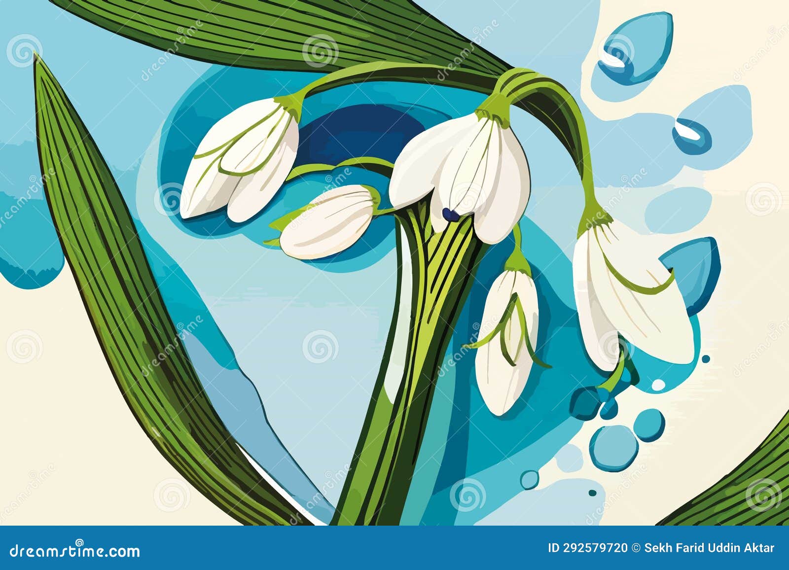 Snowdrop Flower Watercolor Art and Illustration Created with Ai Stock ...