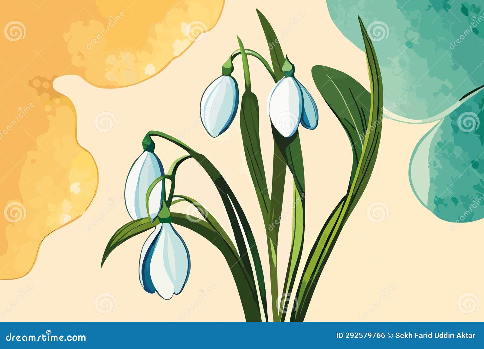 Snowdrop Flower Watercolor Art and Illustration Created with Ai Stock ...