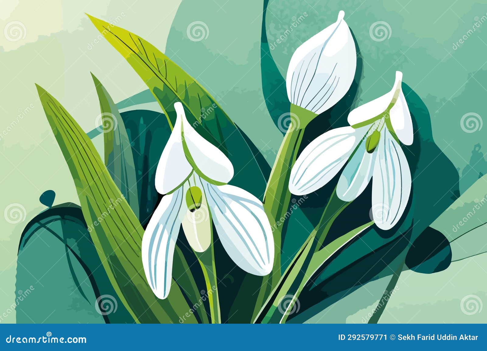 Snowdrop Flower Watercolor Art and Illustration Created with Ai Stock ...