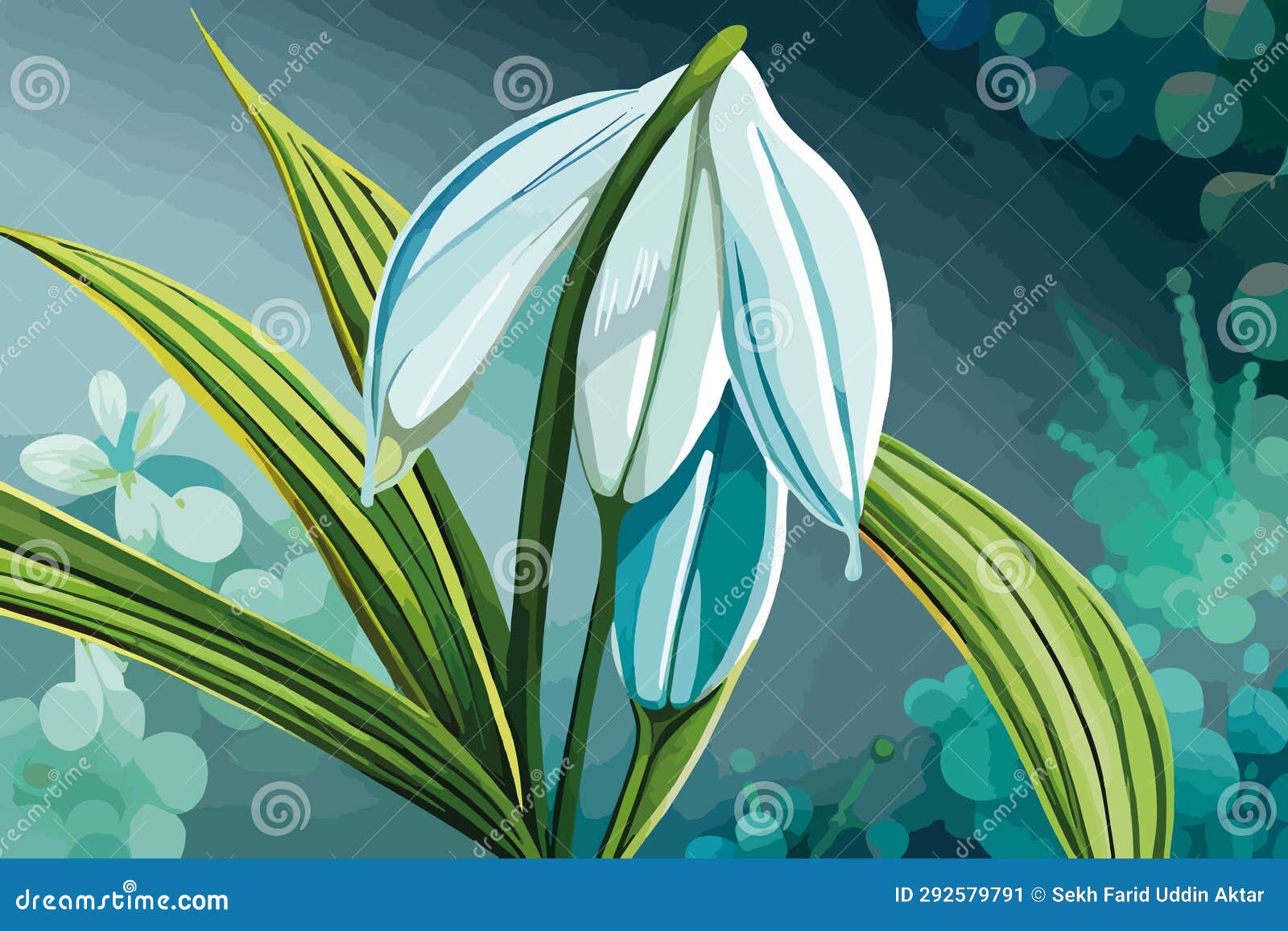Snowdrop Flower Watercolor Art and Illustration Created with Ai Stock ...