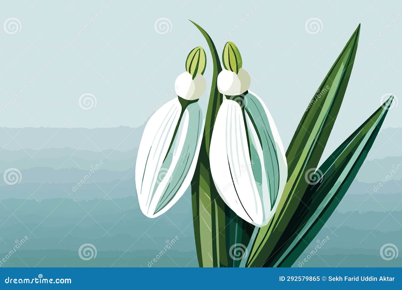 Snowdrop Flower Watercolor Art and Illustration Created with Ai Stock ...