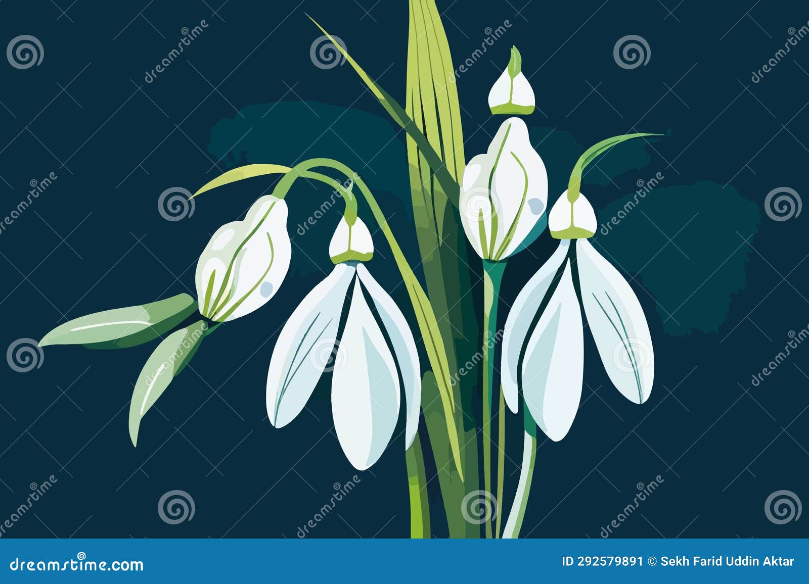Snowdrop Flower Watercolor Art and Illustration Created with Ai Stock ...