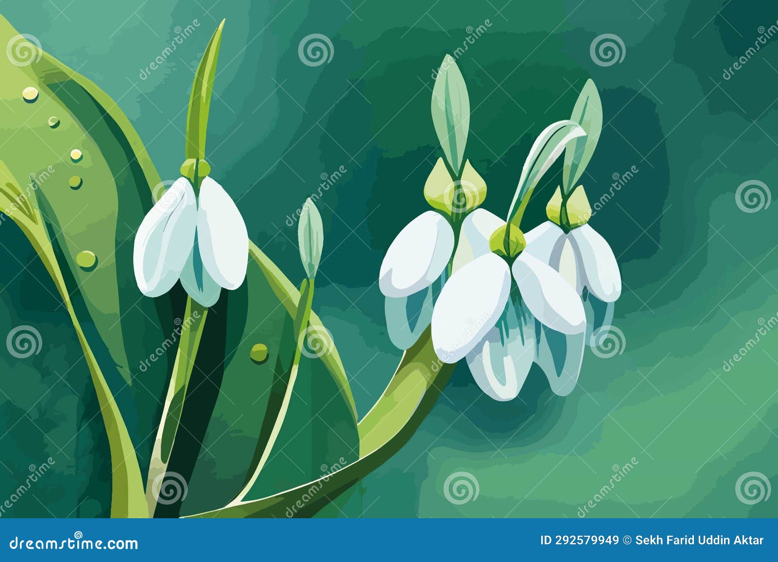 Snowdrop Flower Watercolor Art and Illustration Created with Ai Stock ...