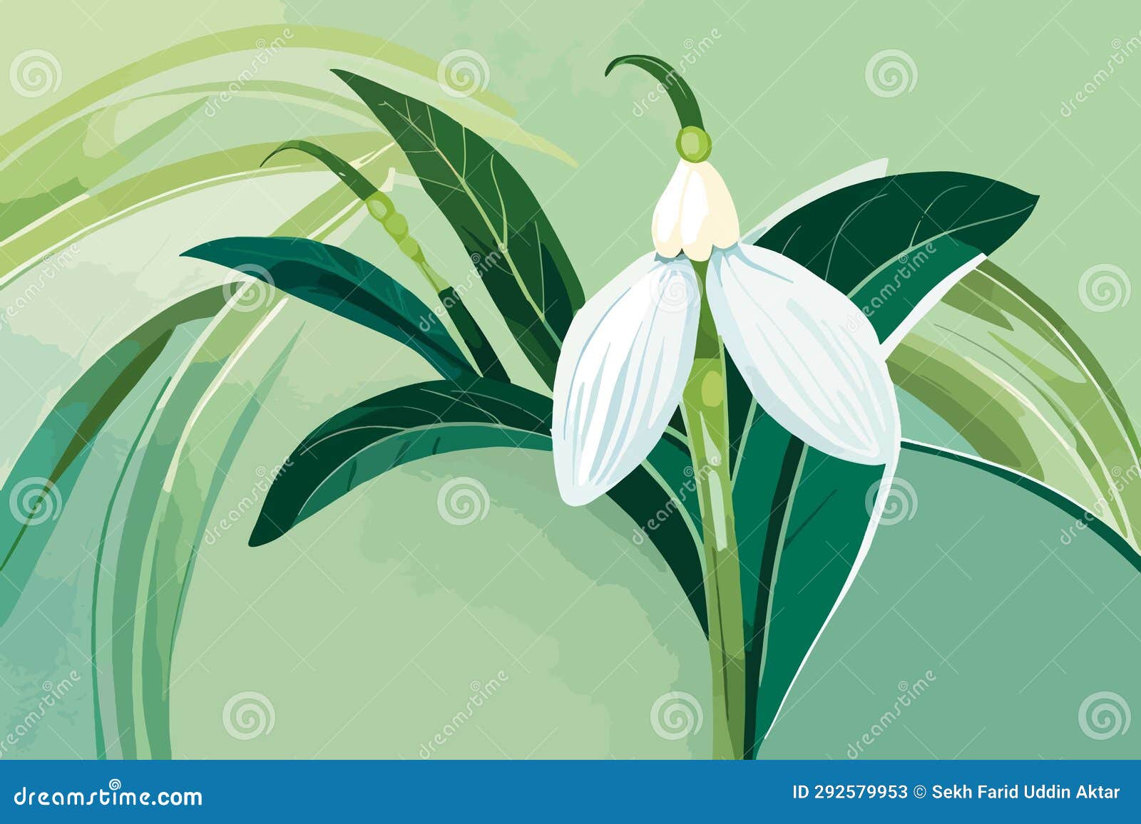 Snowdrop Flower Watercolor Art and Illustration Created with Ai Stock ...
