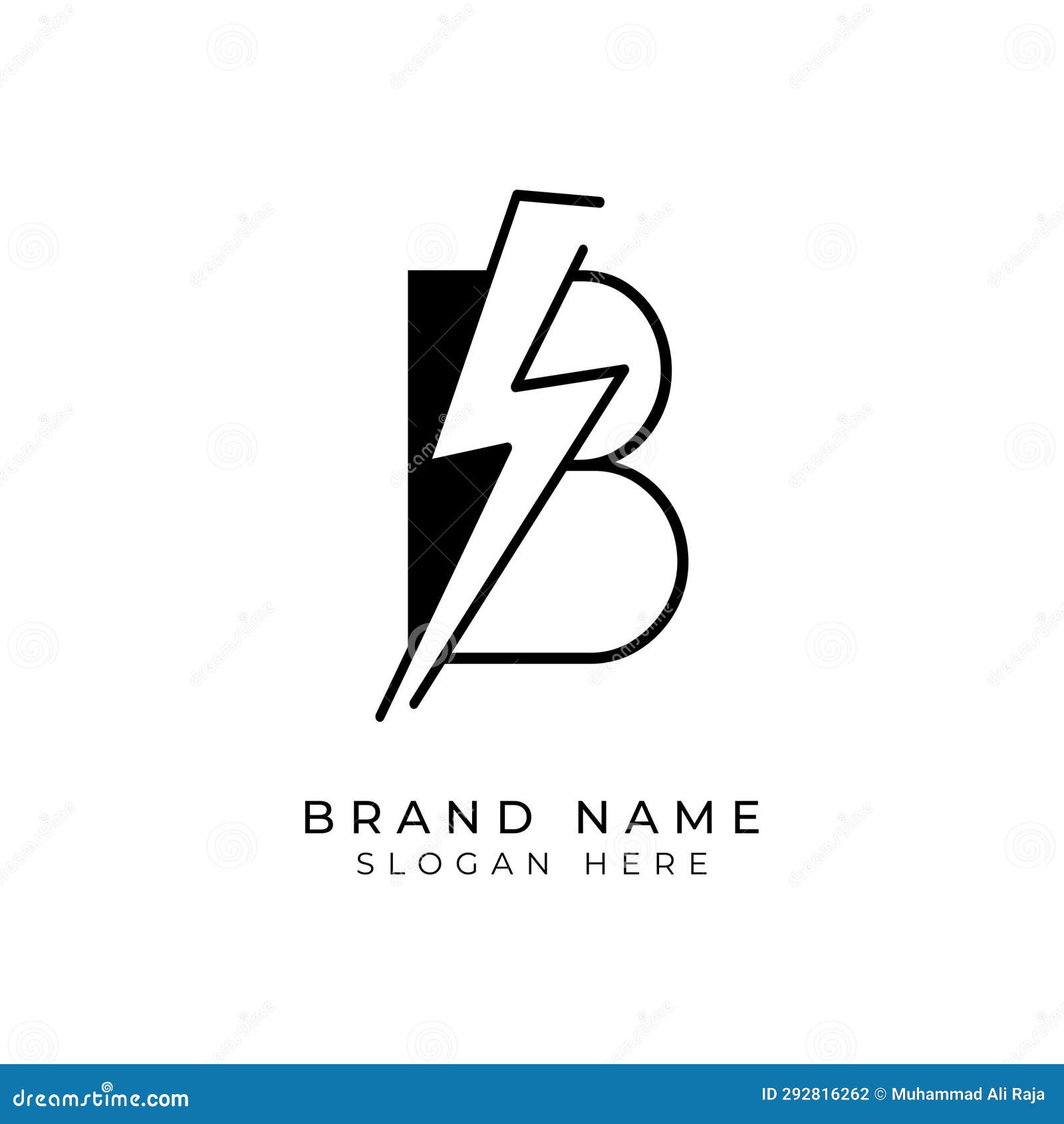 Letter B Electric Logo, Thunder Bolt Design Icon Template, Vector ...