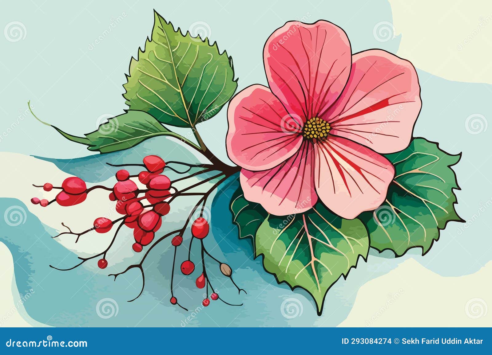 Geranium Watercolor Art and Illustration Created with Ai Stock Vector ...