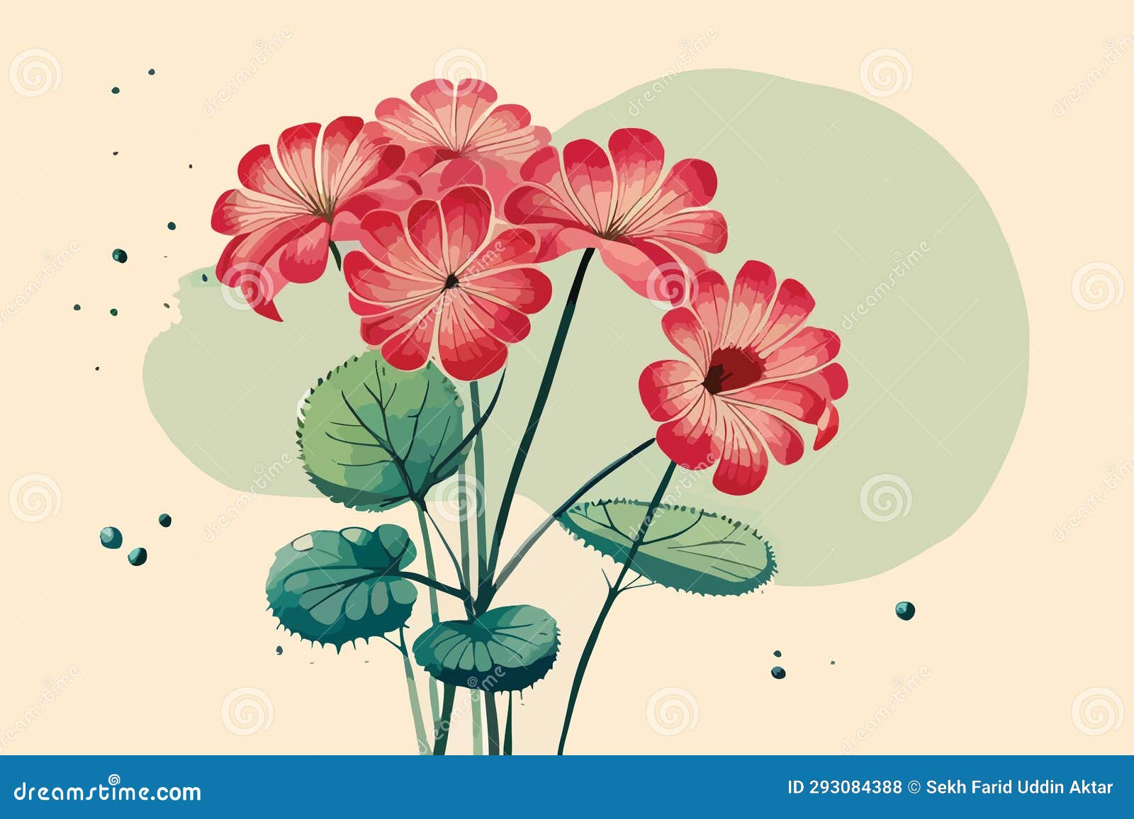 Geranium Watercolor Art and Illustration Created with Ai Stock Vector ...