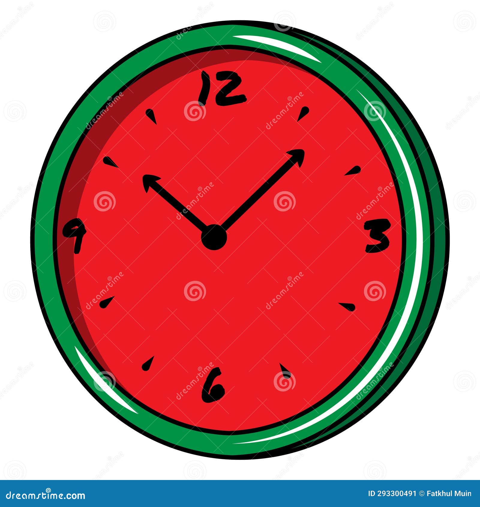 Vector Wall Clock with Watermelon Theme Stock Vector - Illustration of ...