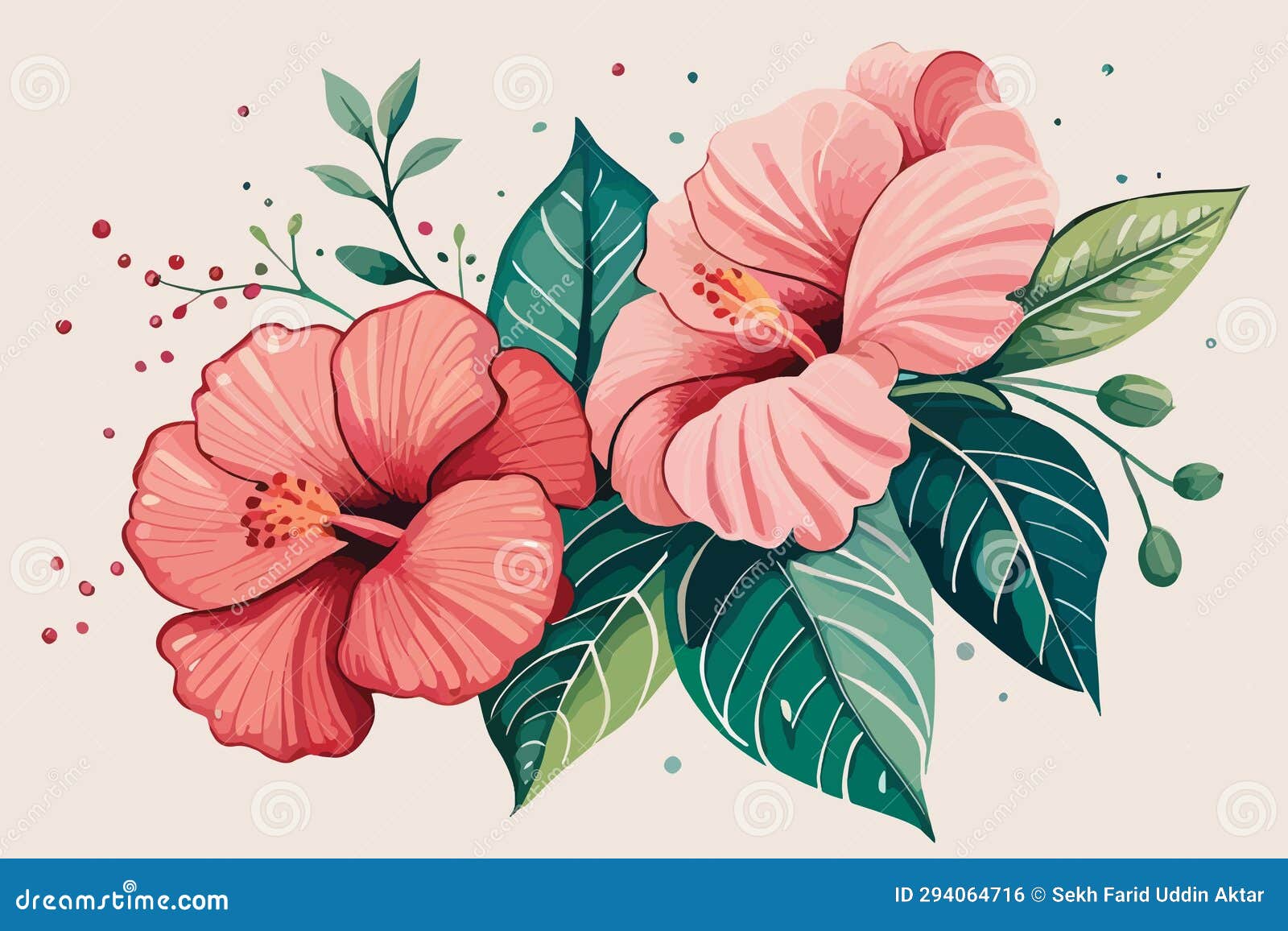 Easy Hibiscus Flower Drawing, Easy Hibiscus Flower Sketch. Hand Drawn ...