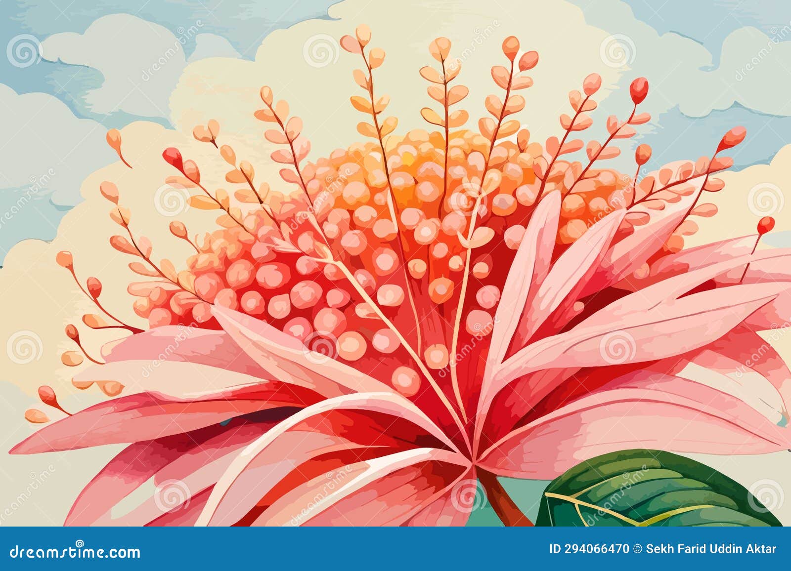 Ixora Flower Watercolor Art and Illustration Created with Ai Stock ...