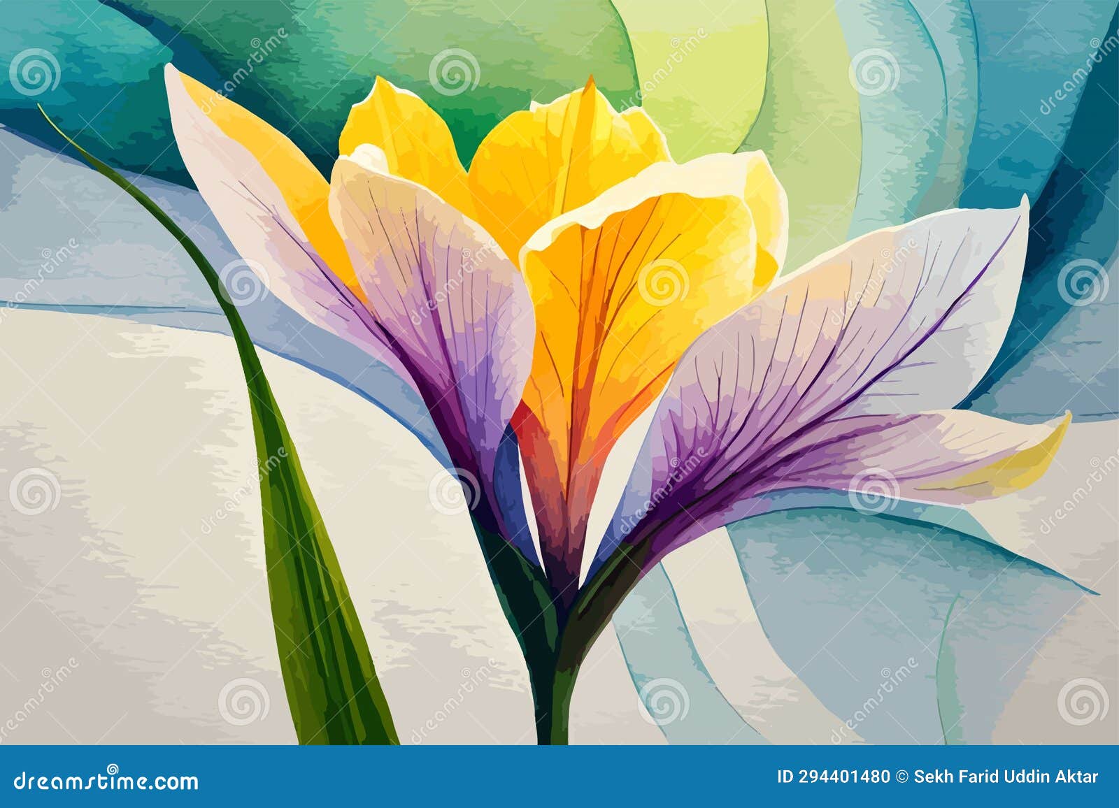 Freesia Flower Watercolor Art and Illustration Created with Ai Stock ...
