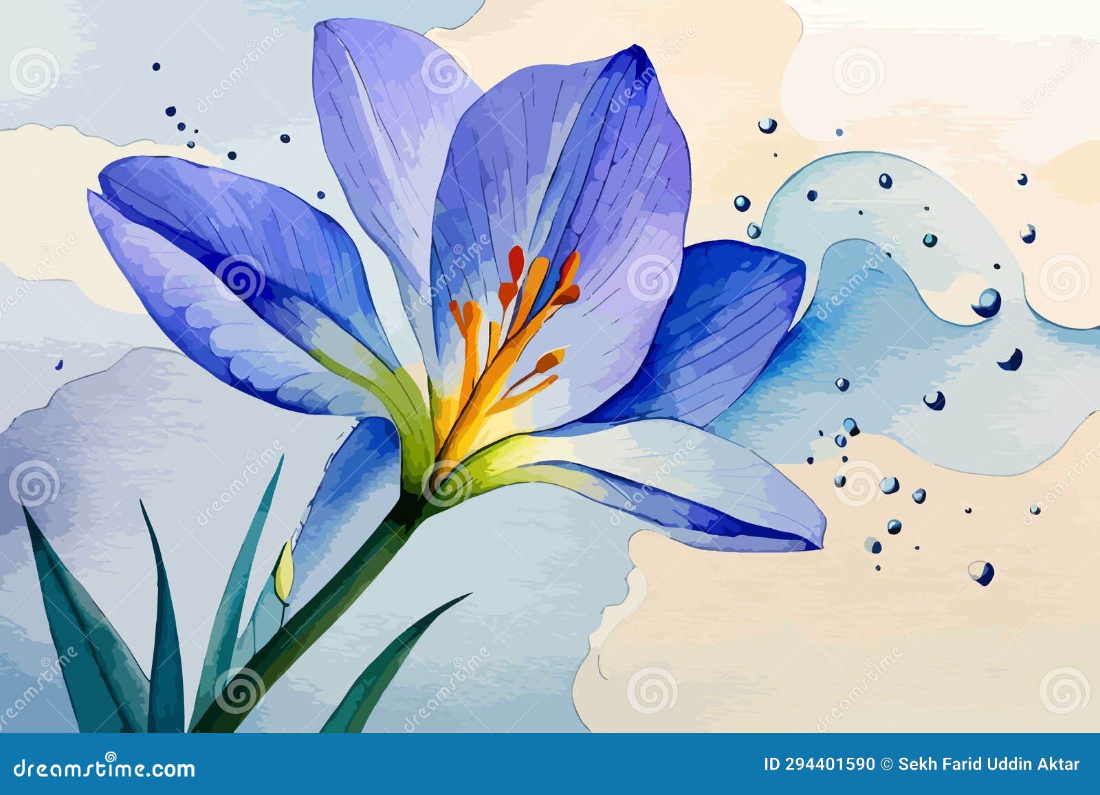 Freesia Flower Watercolor Art and Illustration Created with Ai Stock ...