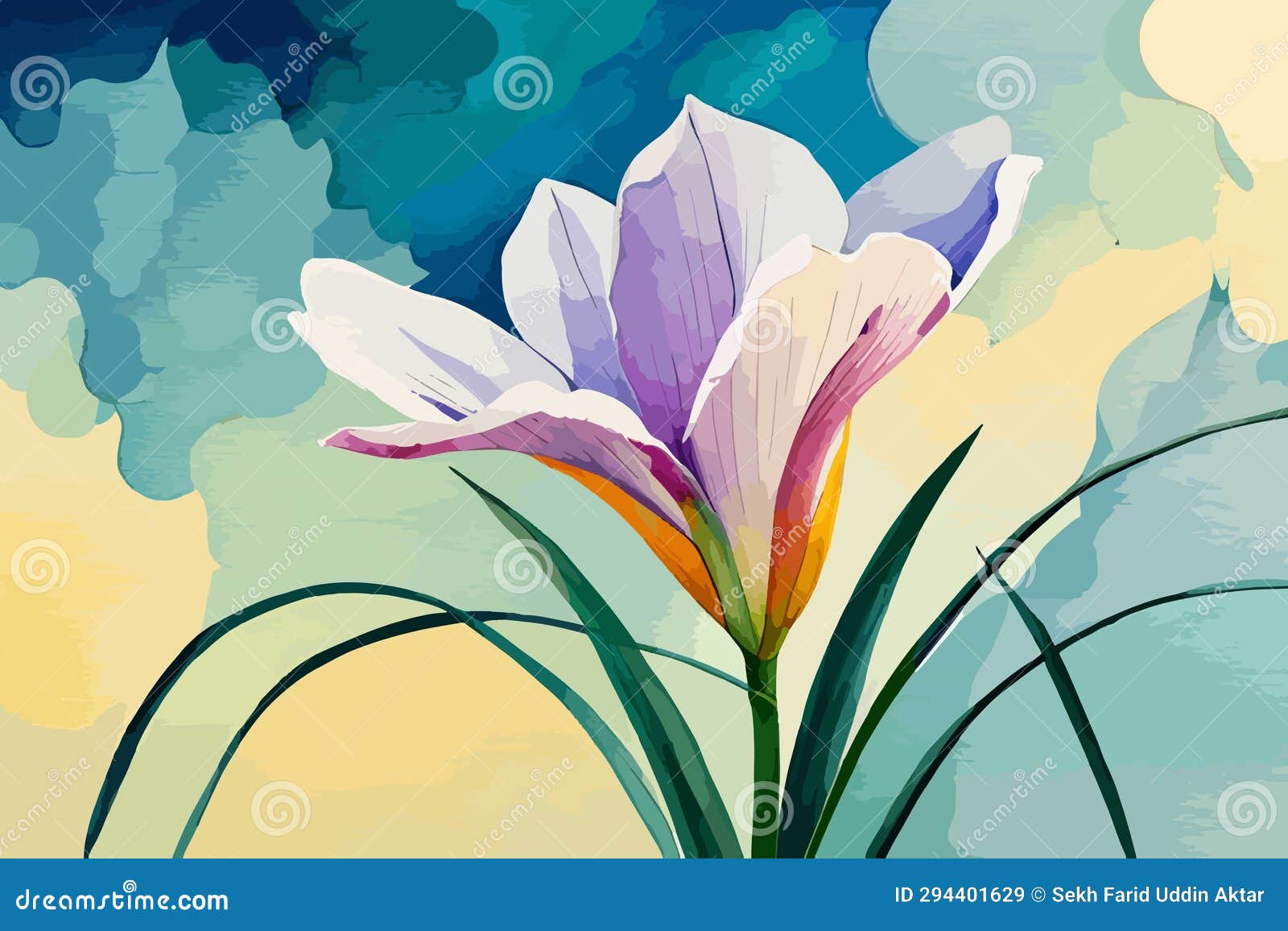 Freesia Flower Watercolor Art and Illustration Created with Ai Stock ...