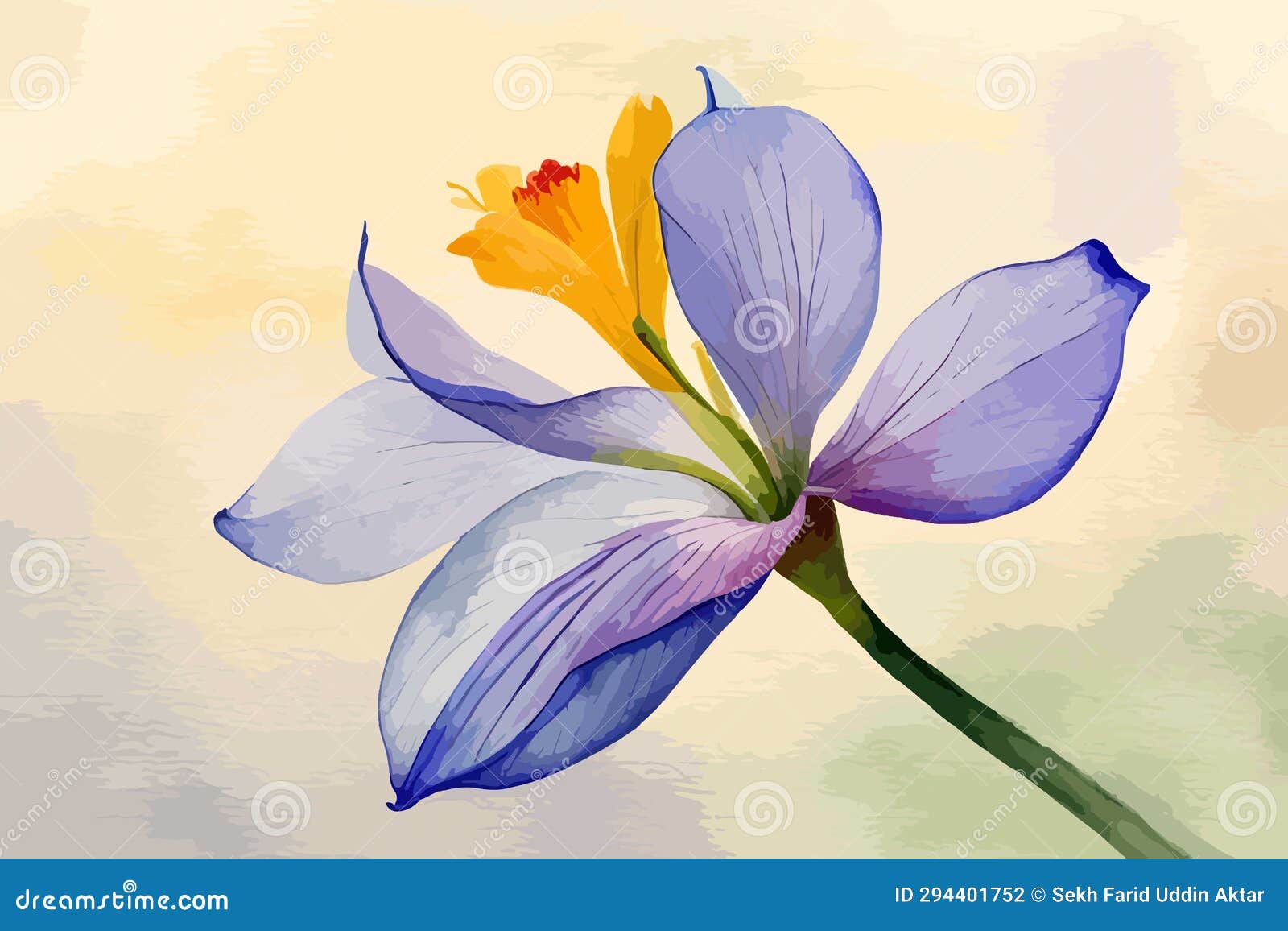 Freesia Flower Watercolor Art and Illustration Created with Ai Stock ...