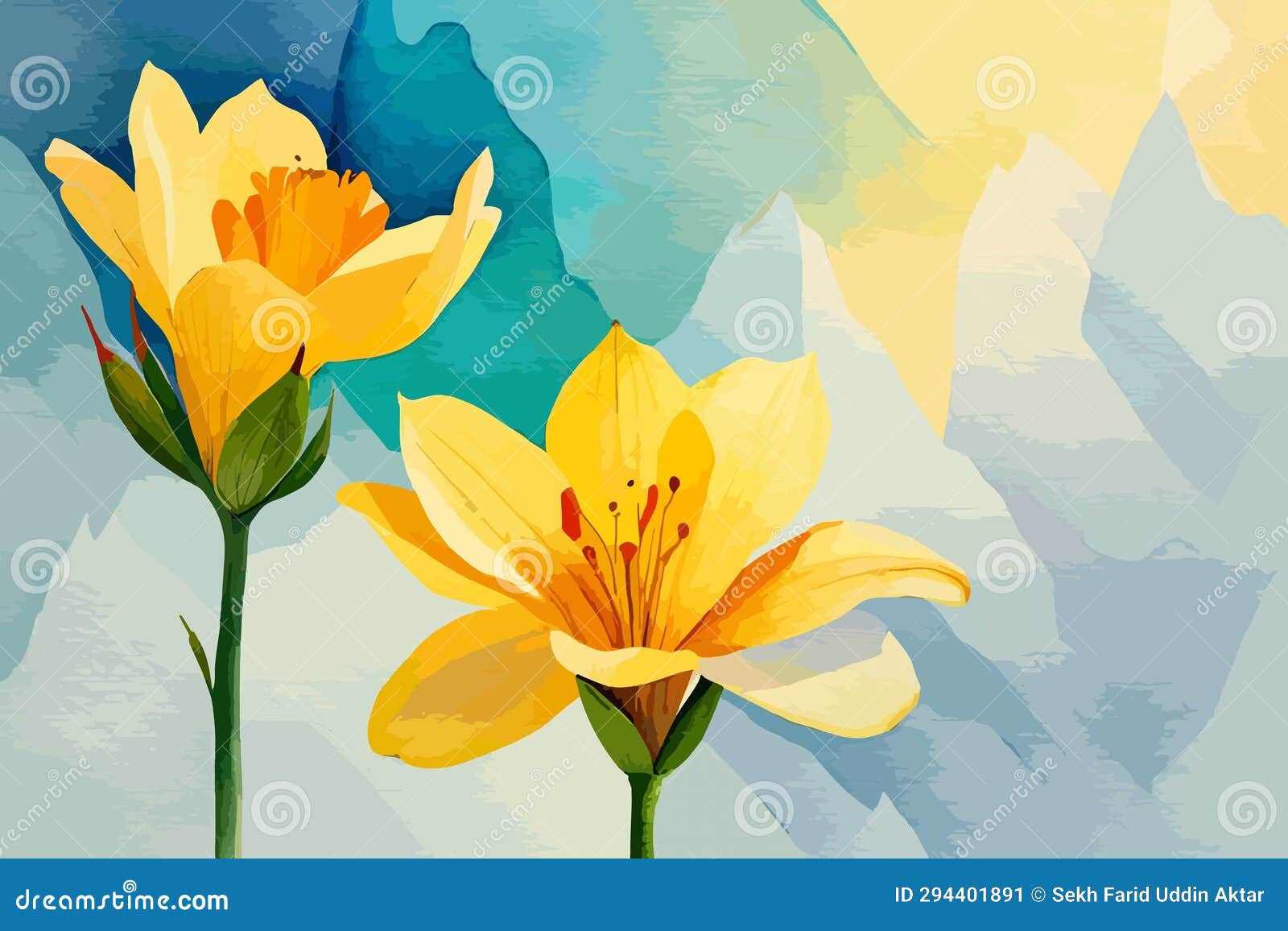 Freesia Flower Watercolor Art and Illustration Created with Ai Stock ...