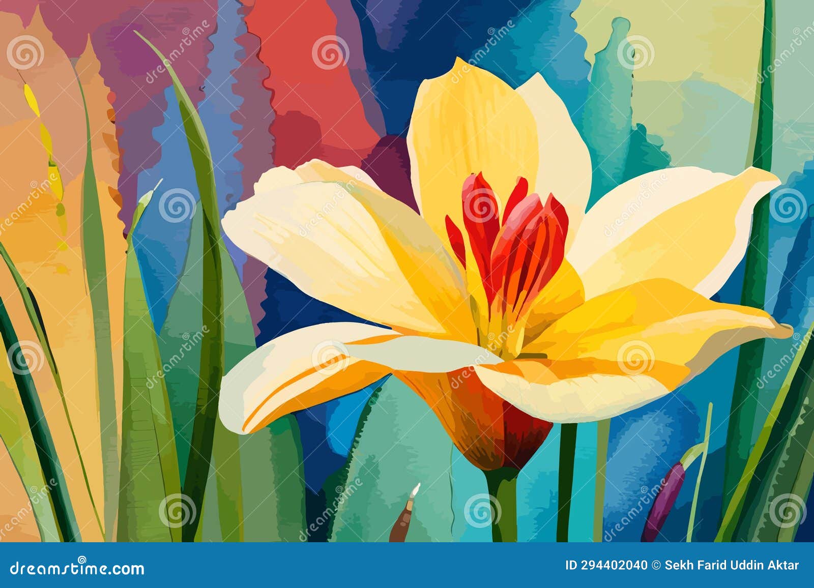 Freesia Flower Watercolor Art and Illustration Created with Ai Stock ...