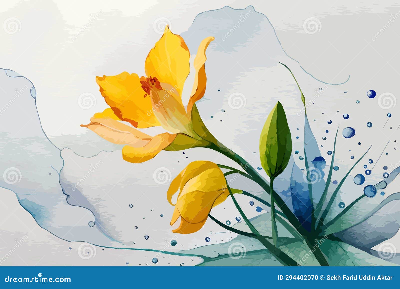 Freesia Flower Watercolor Art and Illustration Created with Ai Stock ...