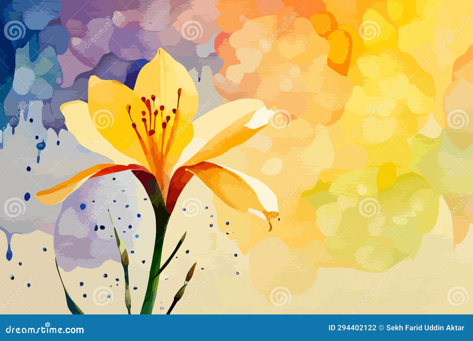 Freesia Flower Watercolor Art and Illustration Created with Ai Stock ...