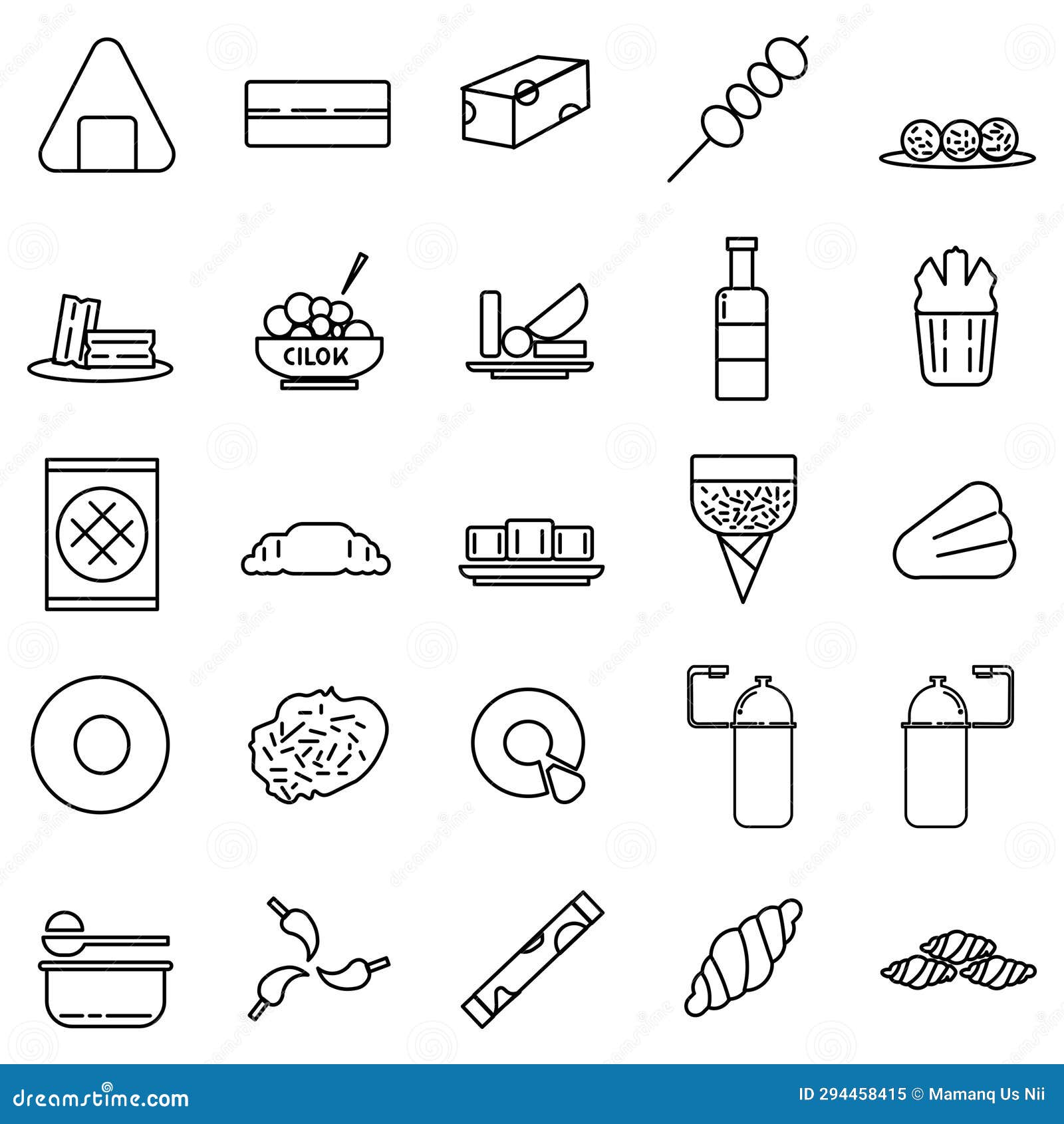25 Snacks Icon Packs in Line Style Stock Illustration - Illustration of ...