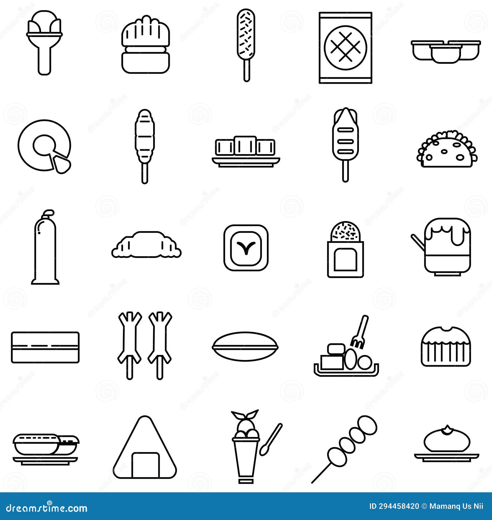 25 Snack Icon Packs in Line Style Stock Illustration - Illustration of ...