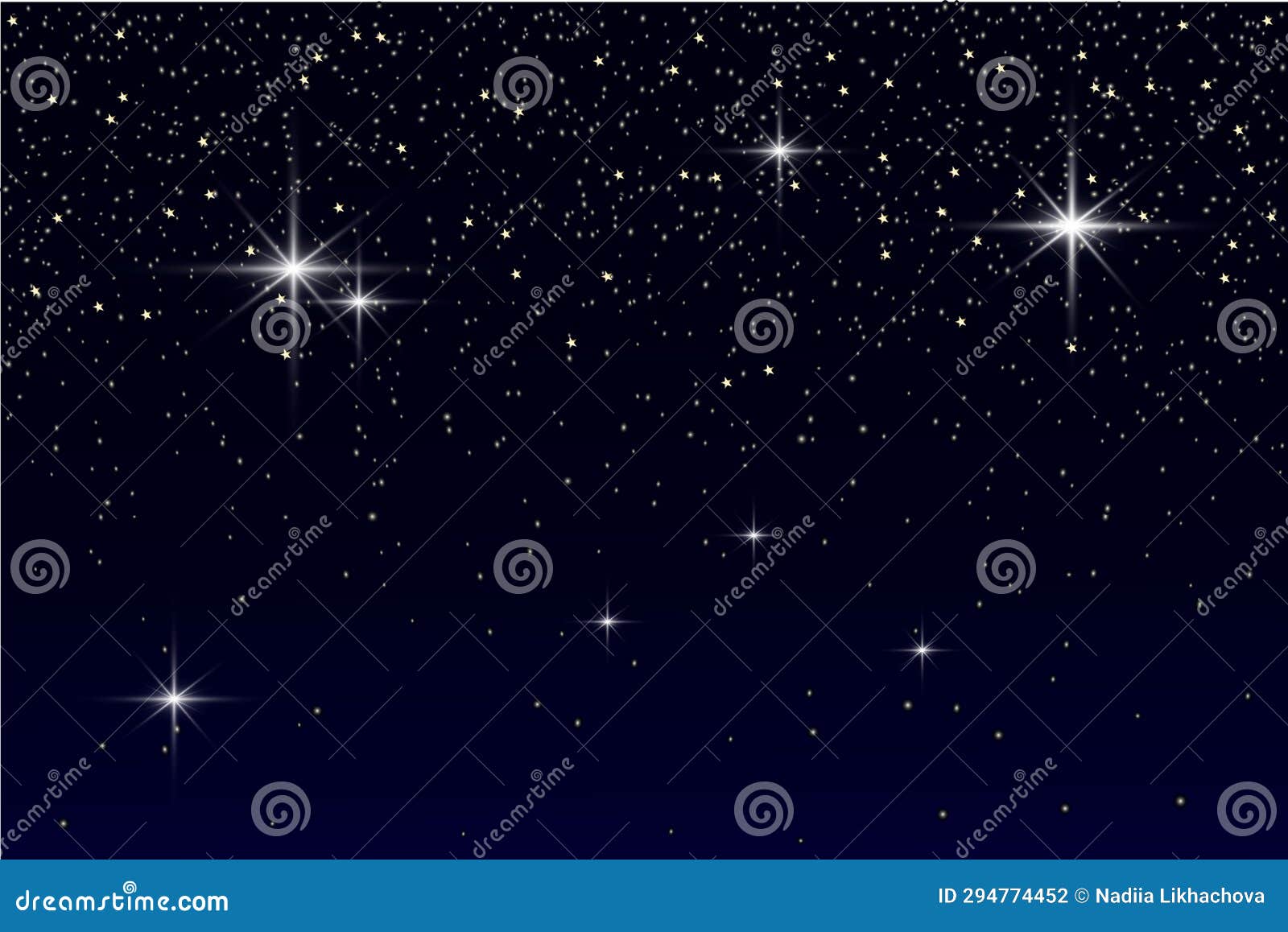 Minimal Starry Night Sky Background with Small Stars and Shining Big ...