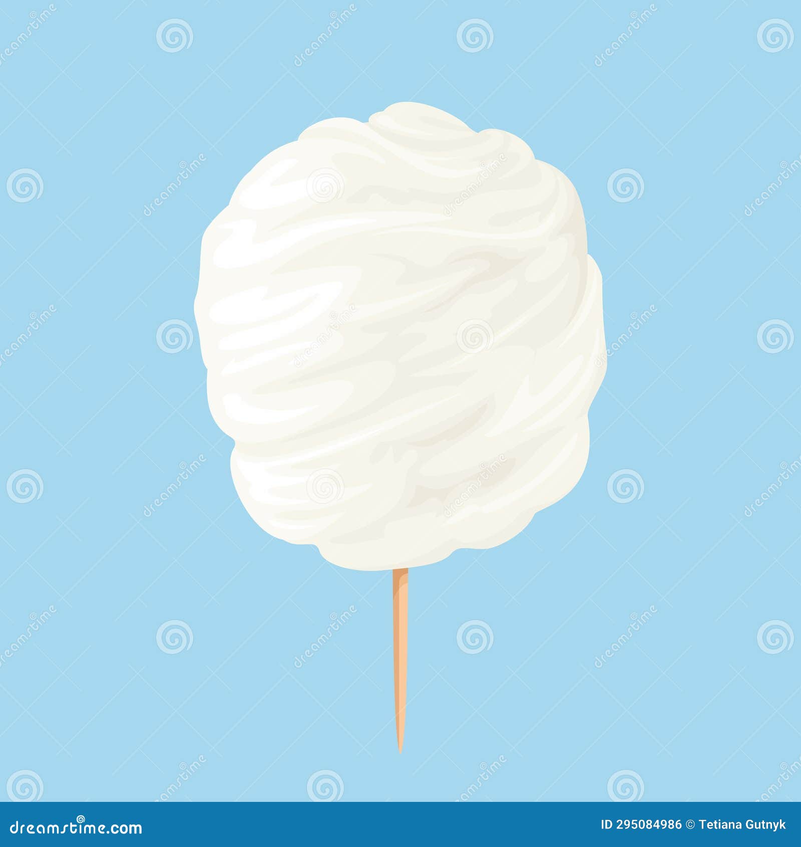 White Cotton Candy Isolated on Blue Background. Vector Cartoon ...