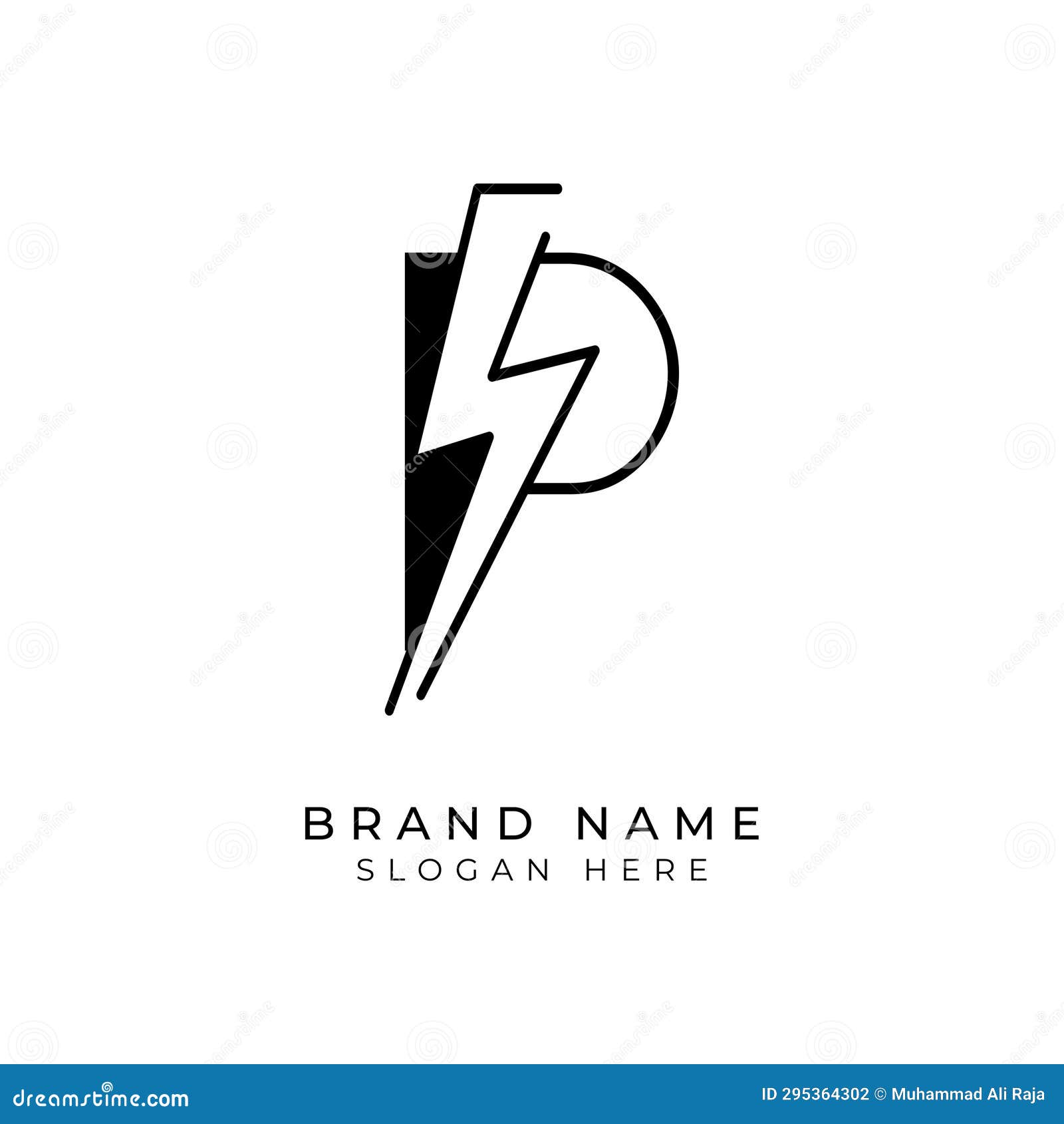 Letter P Electric Logo, Thunder Bolt Design Icon Template, Vector ...