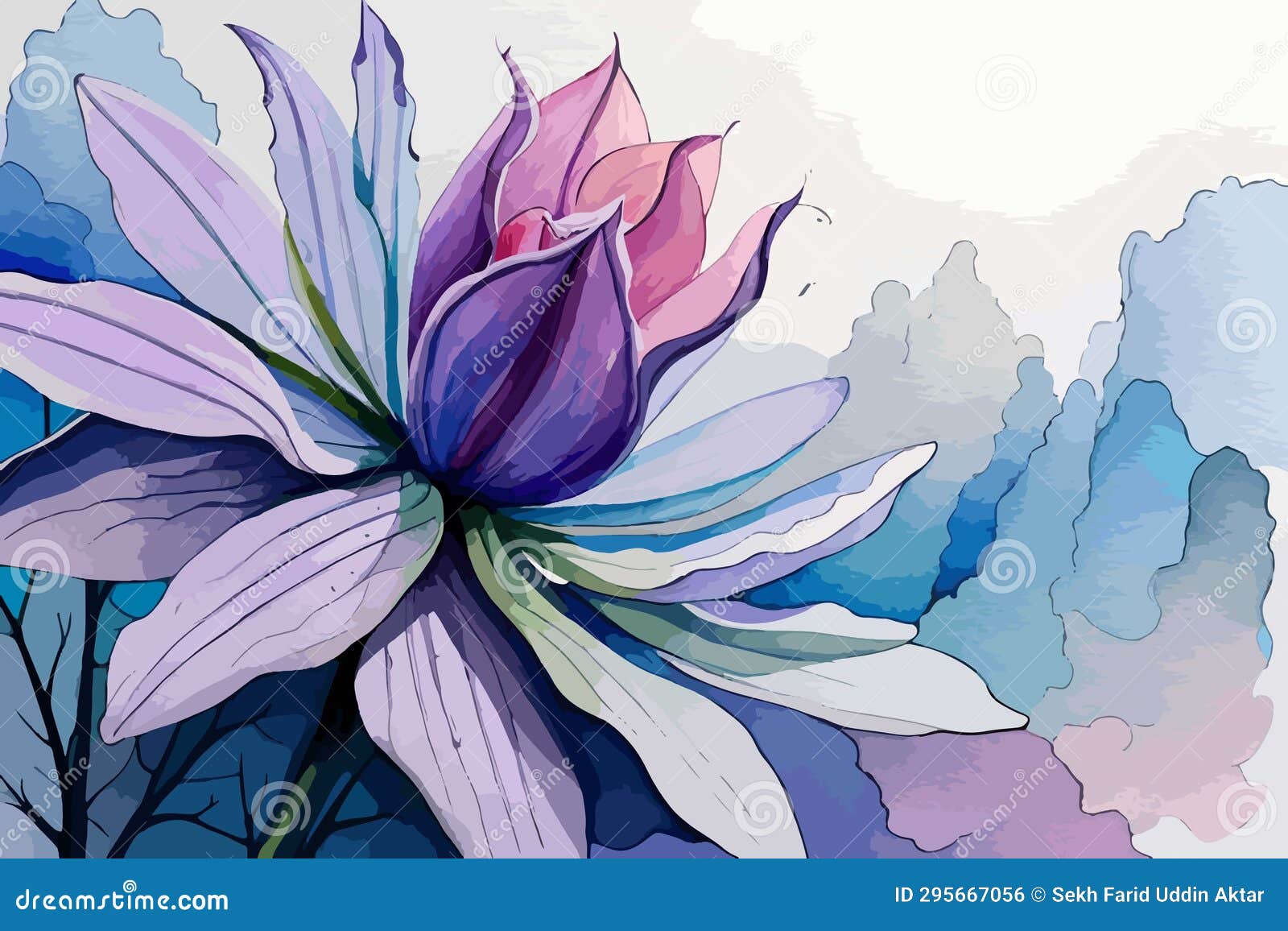 Night Queen Flower Watercolor Art and Illustration Created with Ai ...