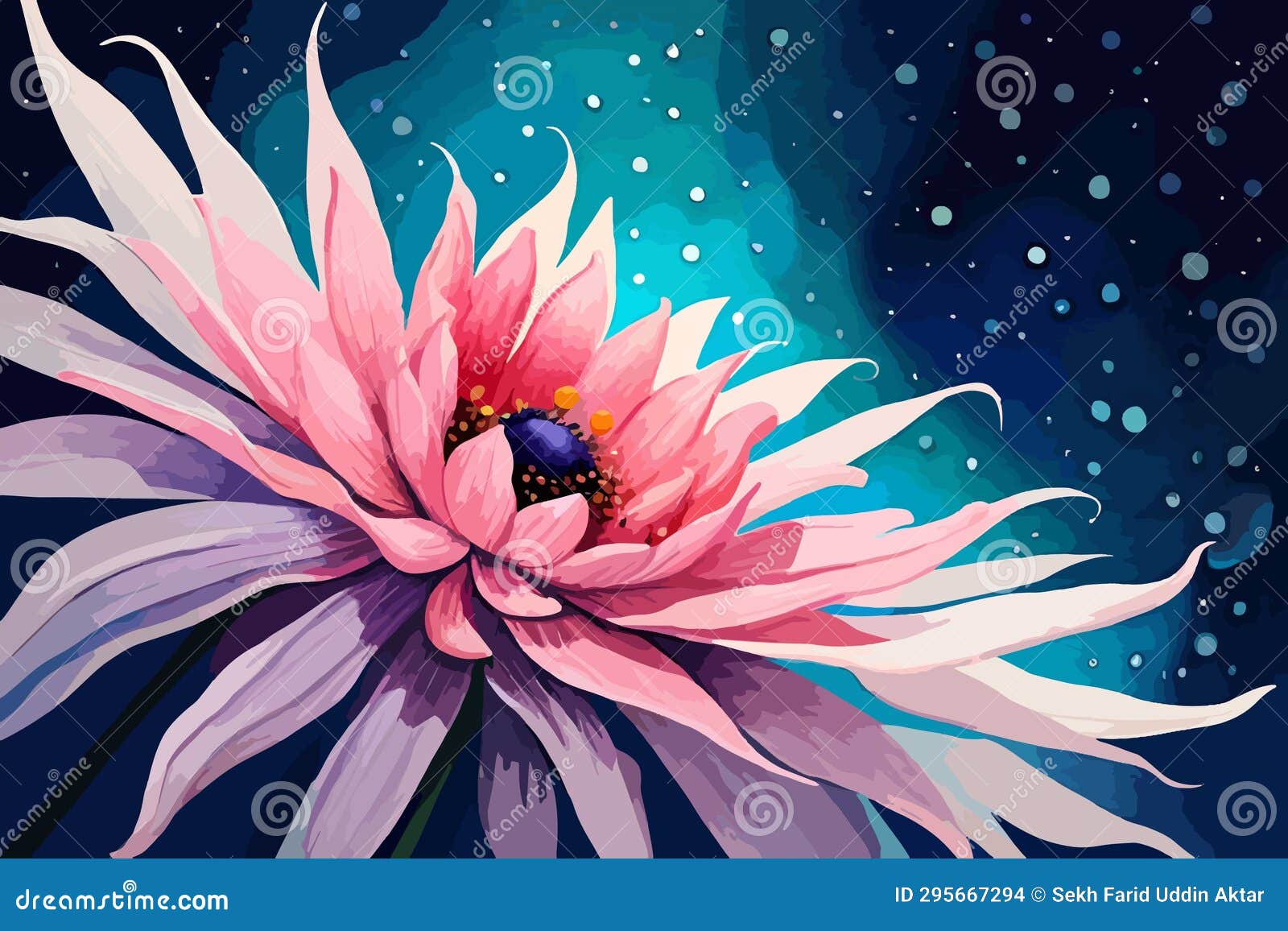 Night Queen Flower Watercolor Art and Illustration Created with Ai ...