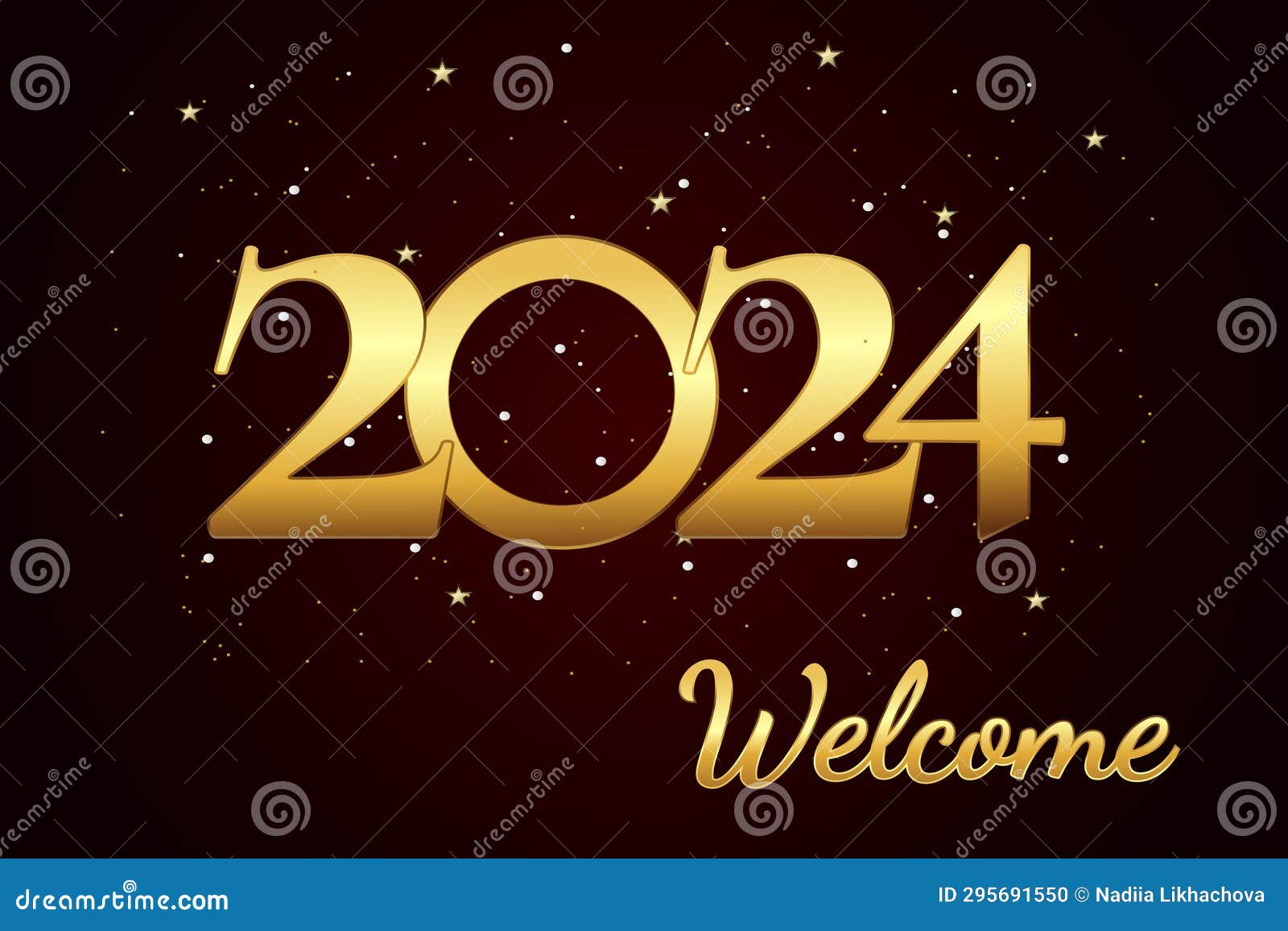 New Year Background with "welcome 2024" Lettering on Abstract Bright ...
