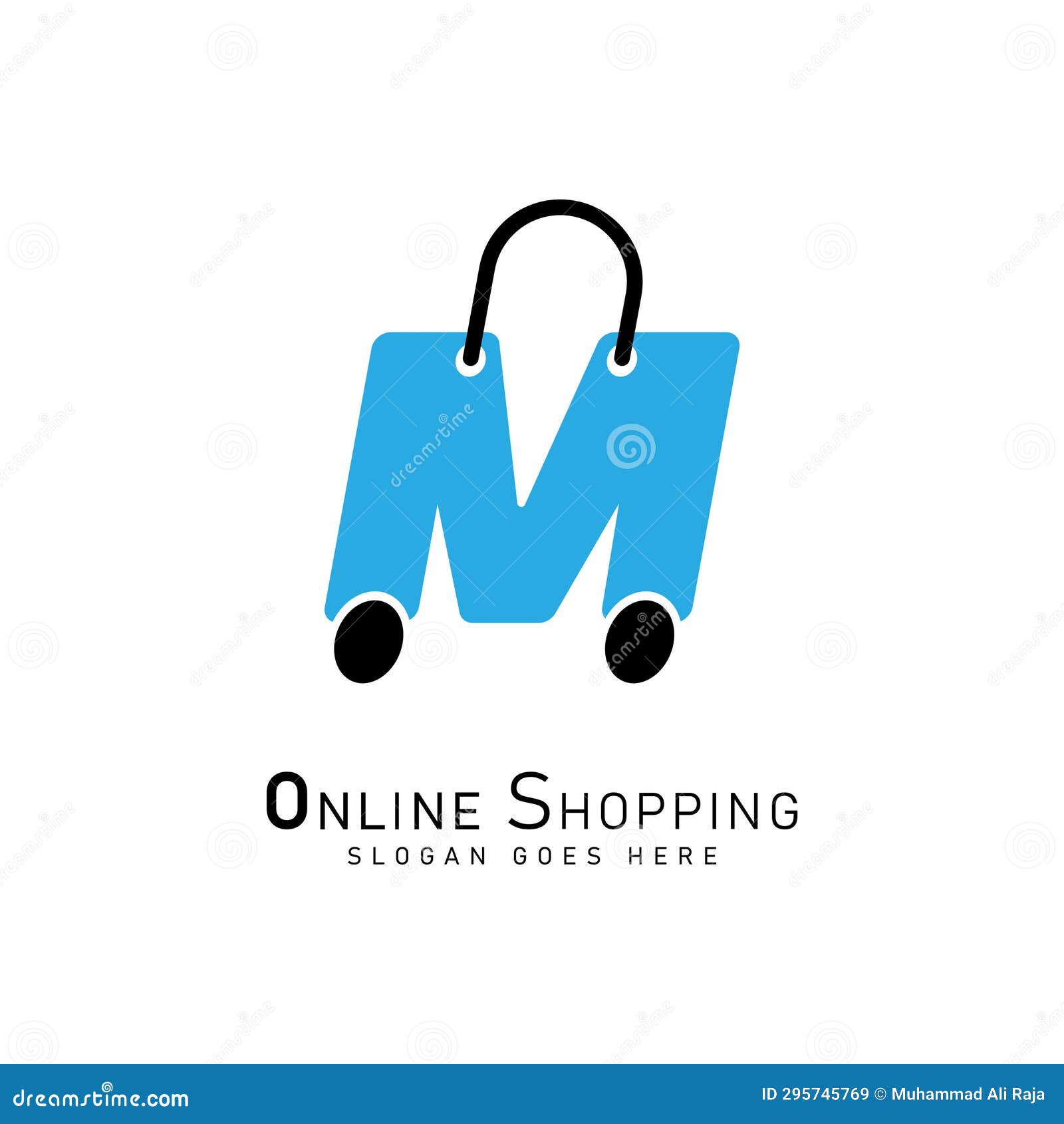 Letter M for Shopping Logo Template, Ecommerce Icon. Alphabet M Bag ...