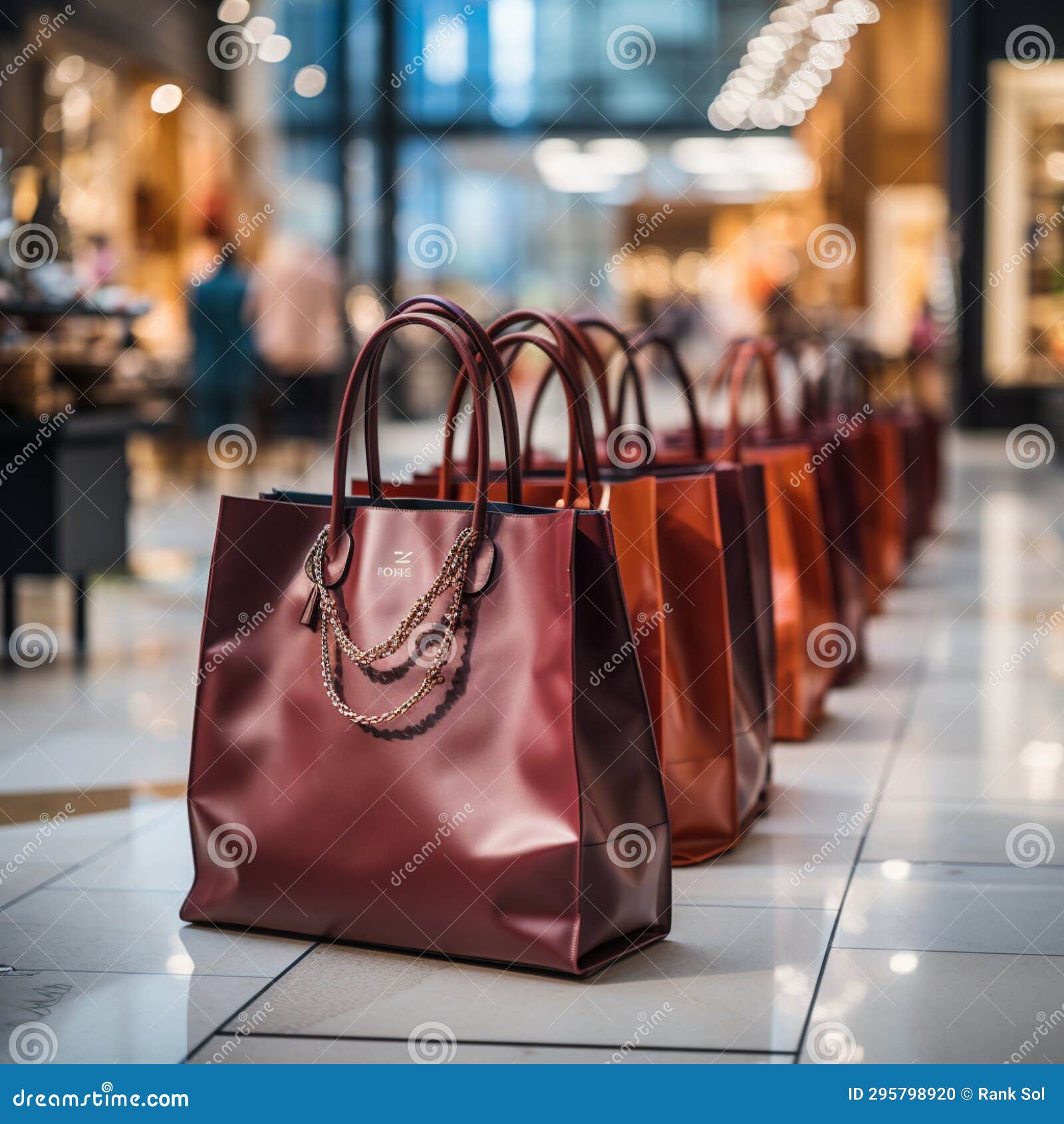 Blurred Background of a Modern Shopping Mall with Some Shoppers. Stock ...