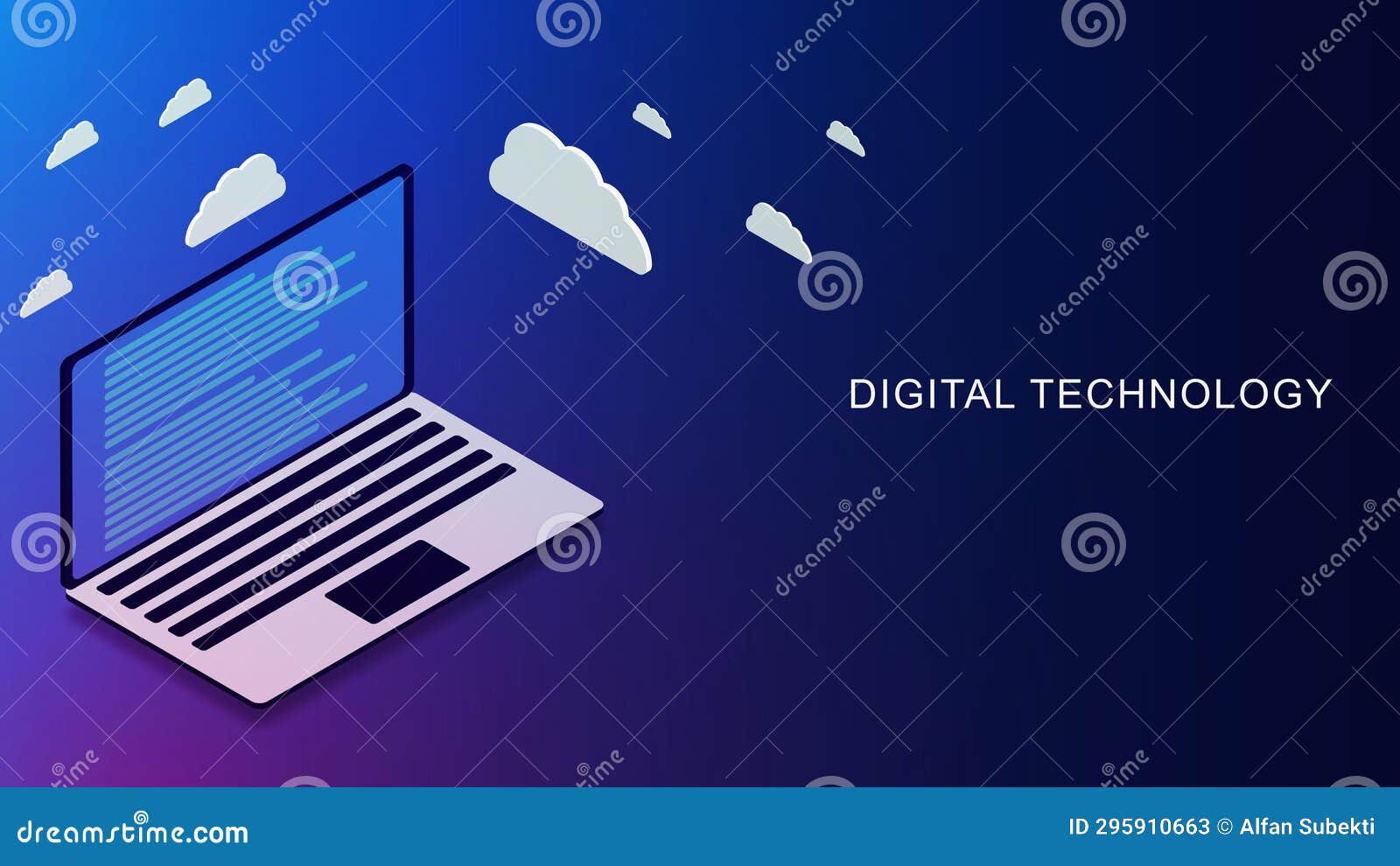 Laptop with Cloud Computing Isometric. Computer Service Technology ...