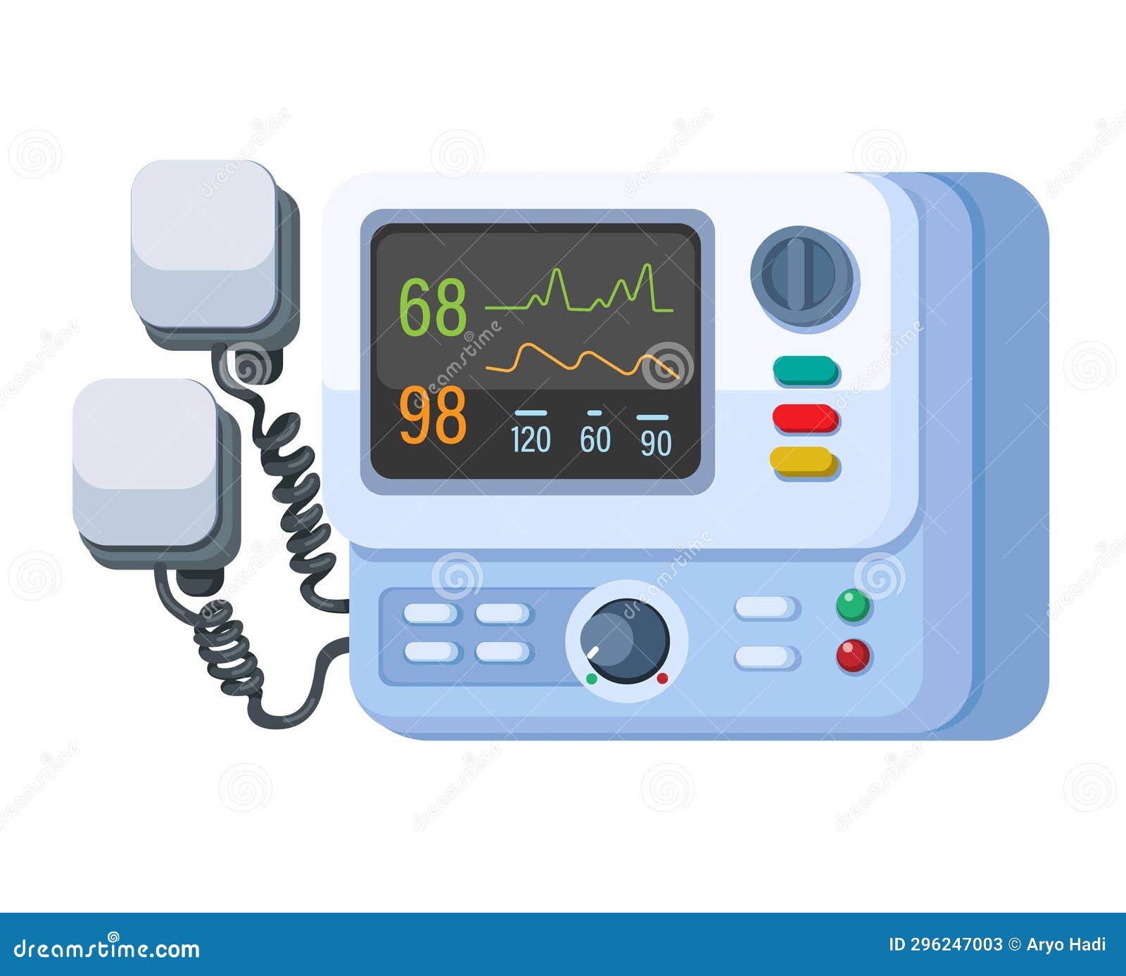 Defibrillator Electric Shock Heart Device Medical Tool Cartoon ...