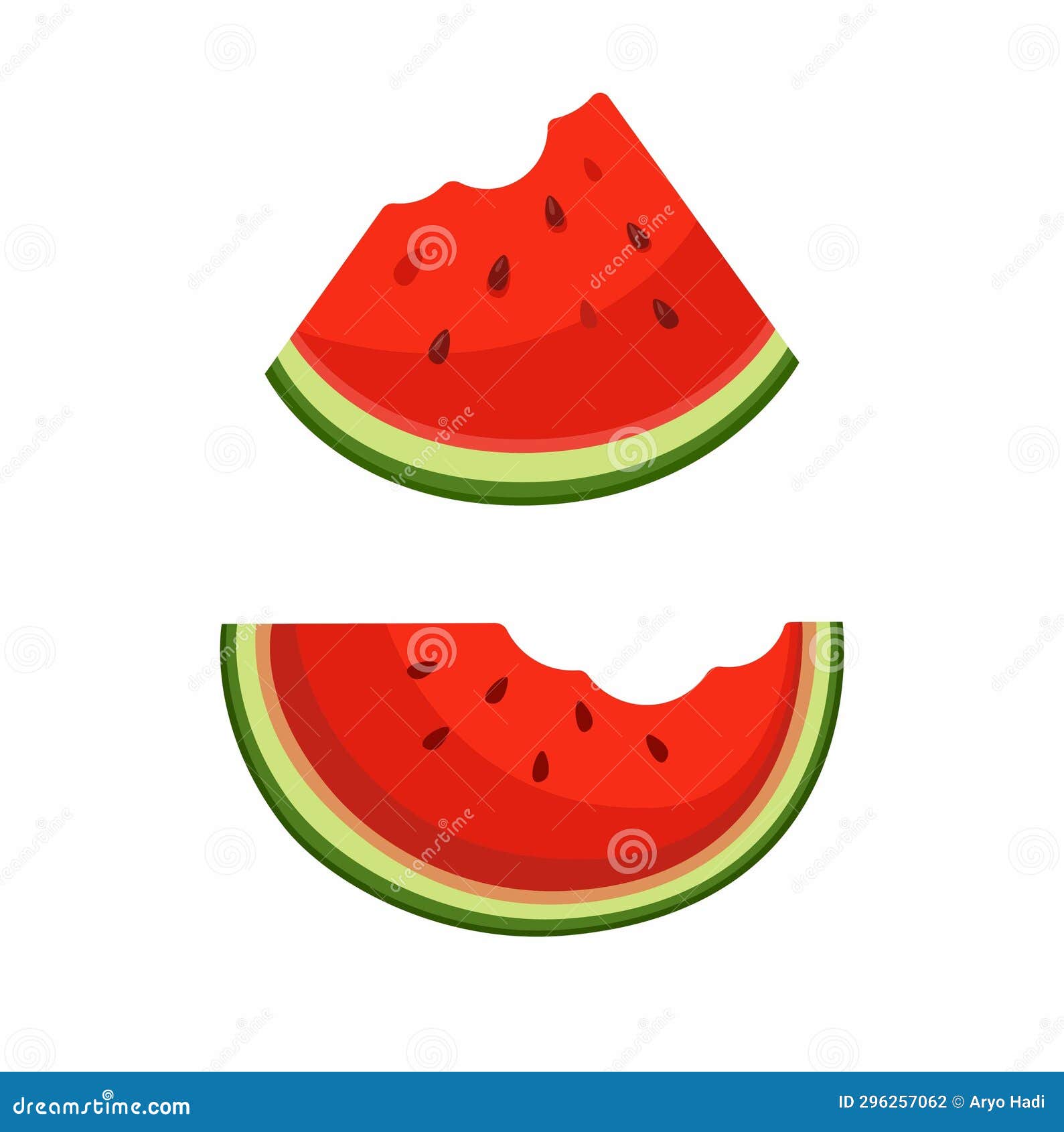 Watermelon Slice with Bite Taken Off Symbol Set Cartoon Illustration ...