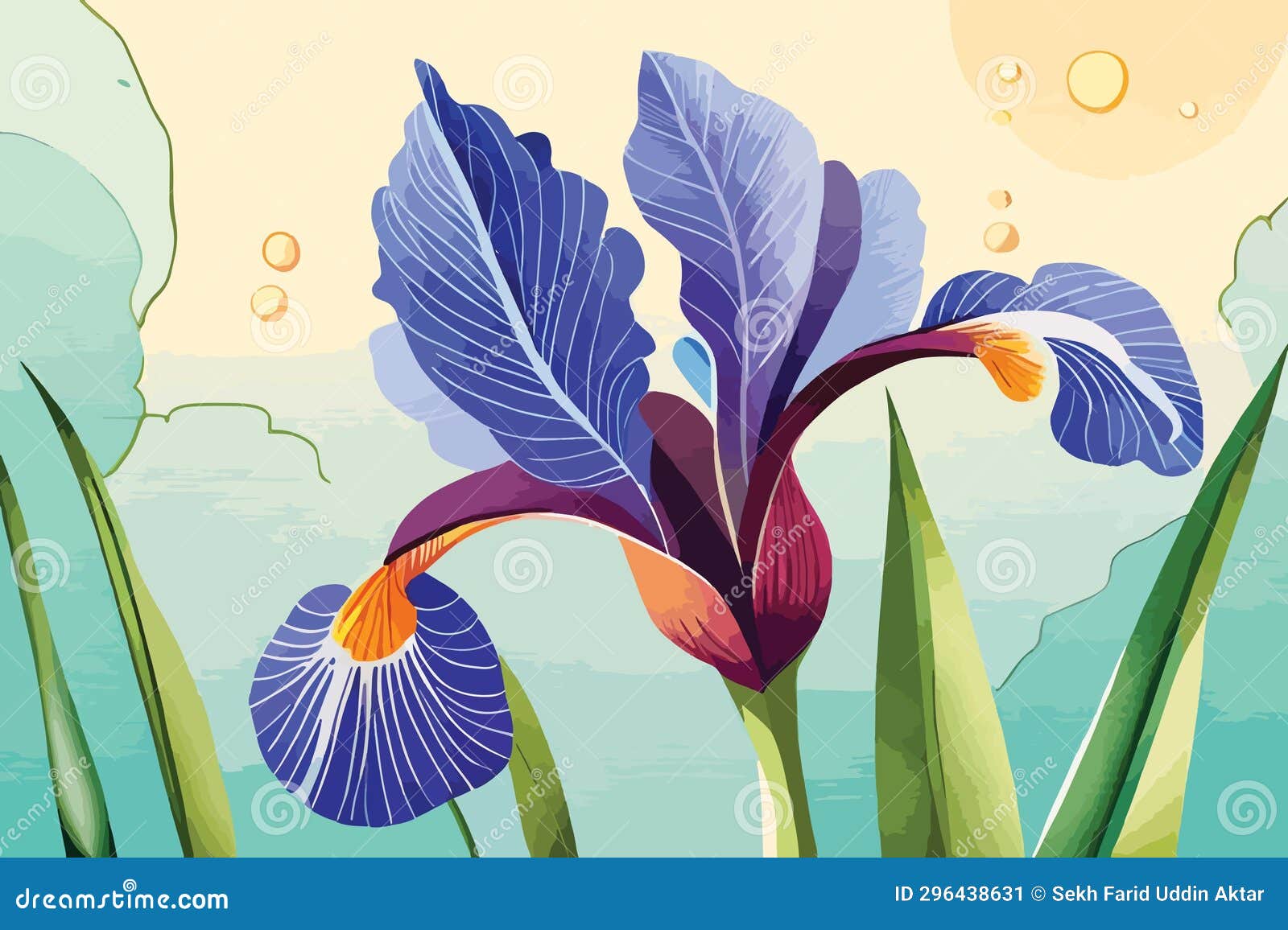 Iris Flower Watercolor Art and Illustration Created with Ai Stock ...
