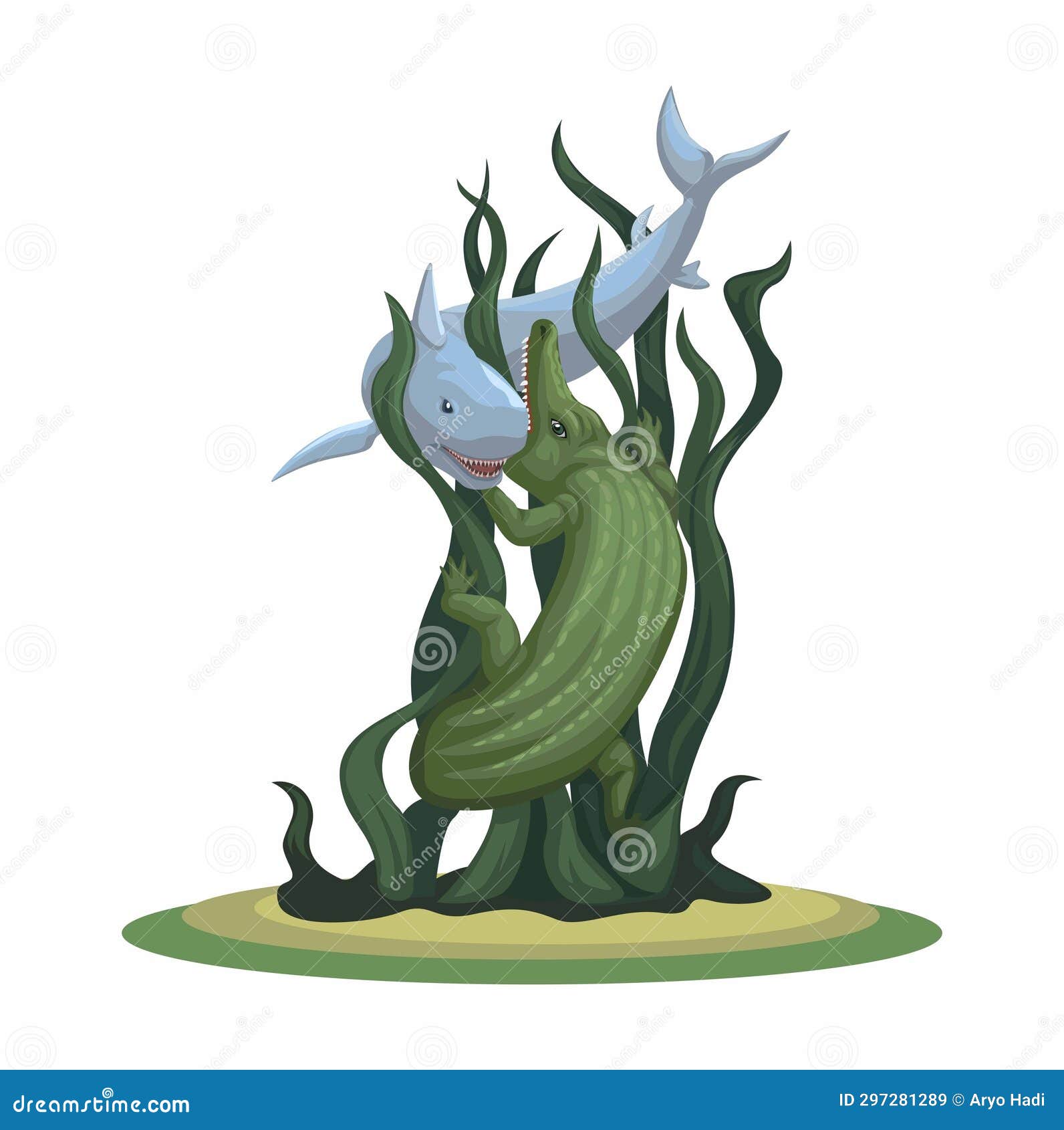 Shark and Crocodile Surabaya, Indonesia Landmark Mascot Cartoon ...