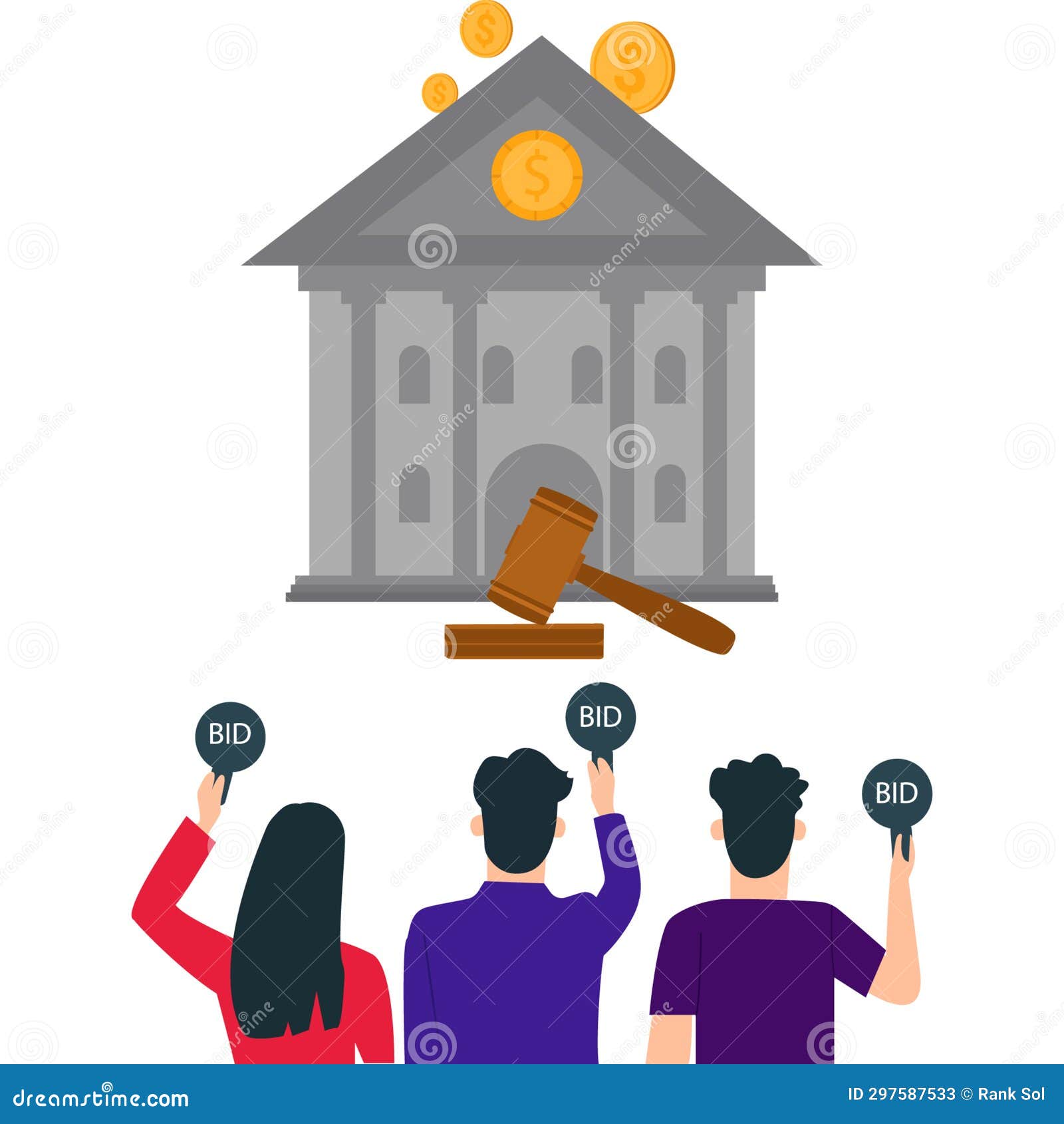 Bank auctions Illustration stock illustration. Illustration of logo ...