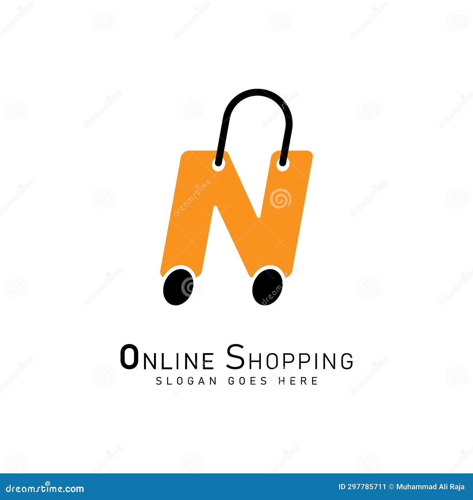 Letter N for Shopping Logo Template, Ecommerce Icon. Alphabet N Bag ...