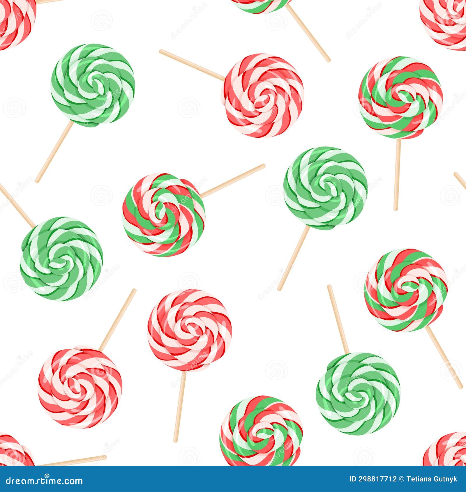 Seamless Pattern with Lollipops of Red and Green Colors. Sweets ...