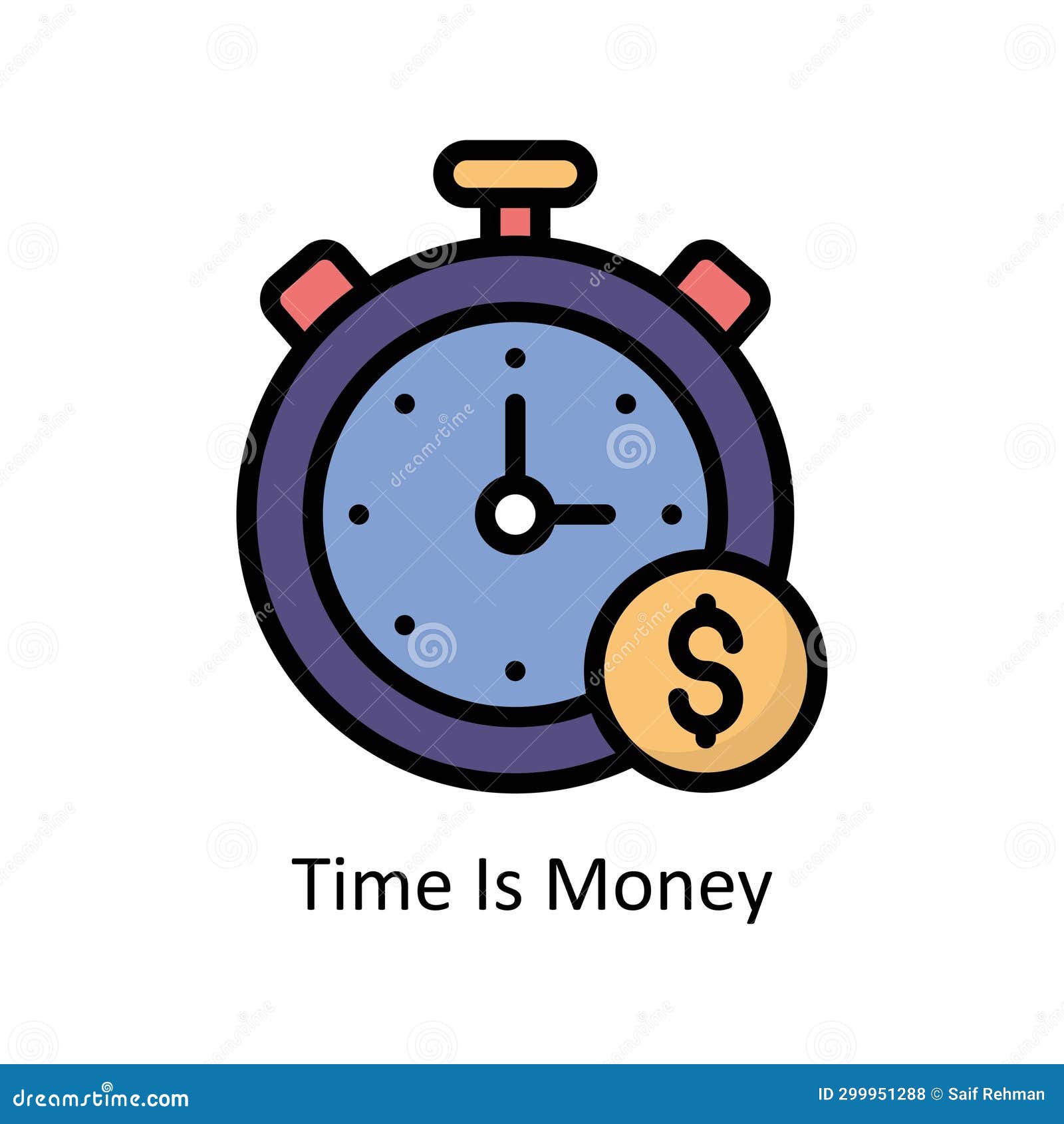 Time is Money Vector Filled Outline Icon Design Illustration. Business ...