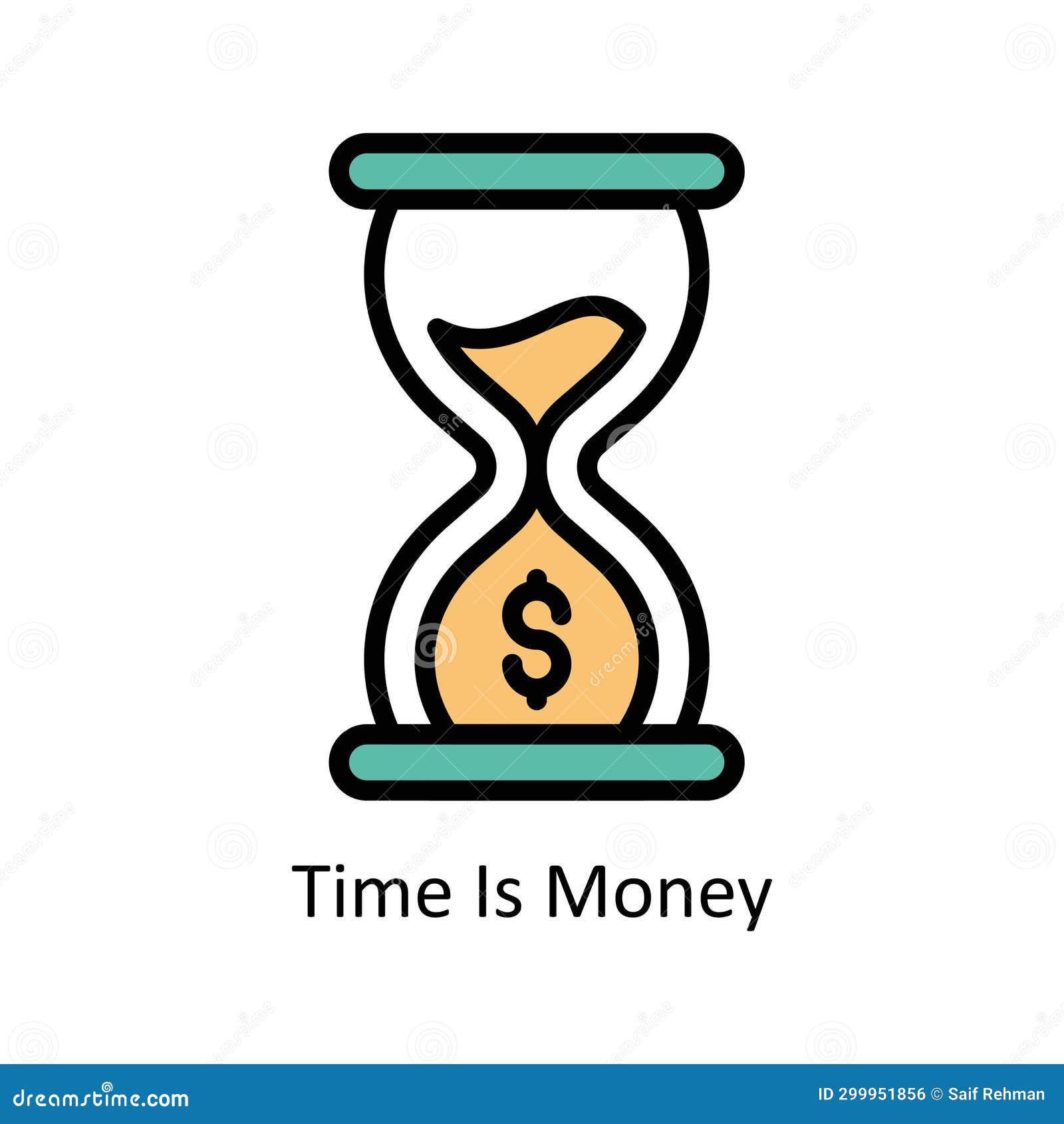 Time is Money Vector Filled Outline Icon Design Illustration. Business ...