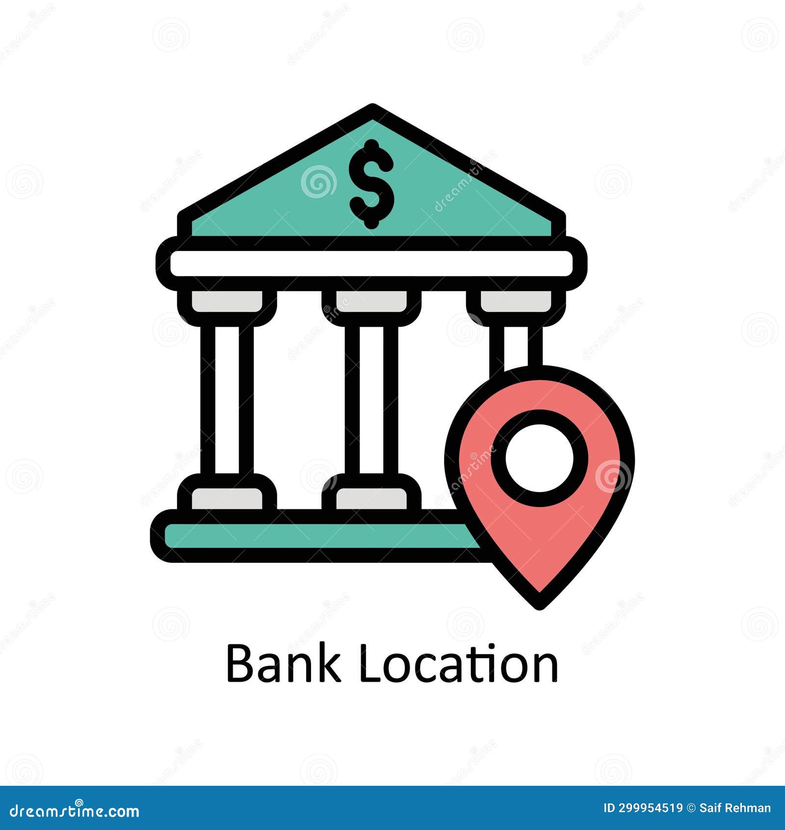 Bank Location Vector Filled Outline Icon Design Illustration. Business ...