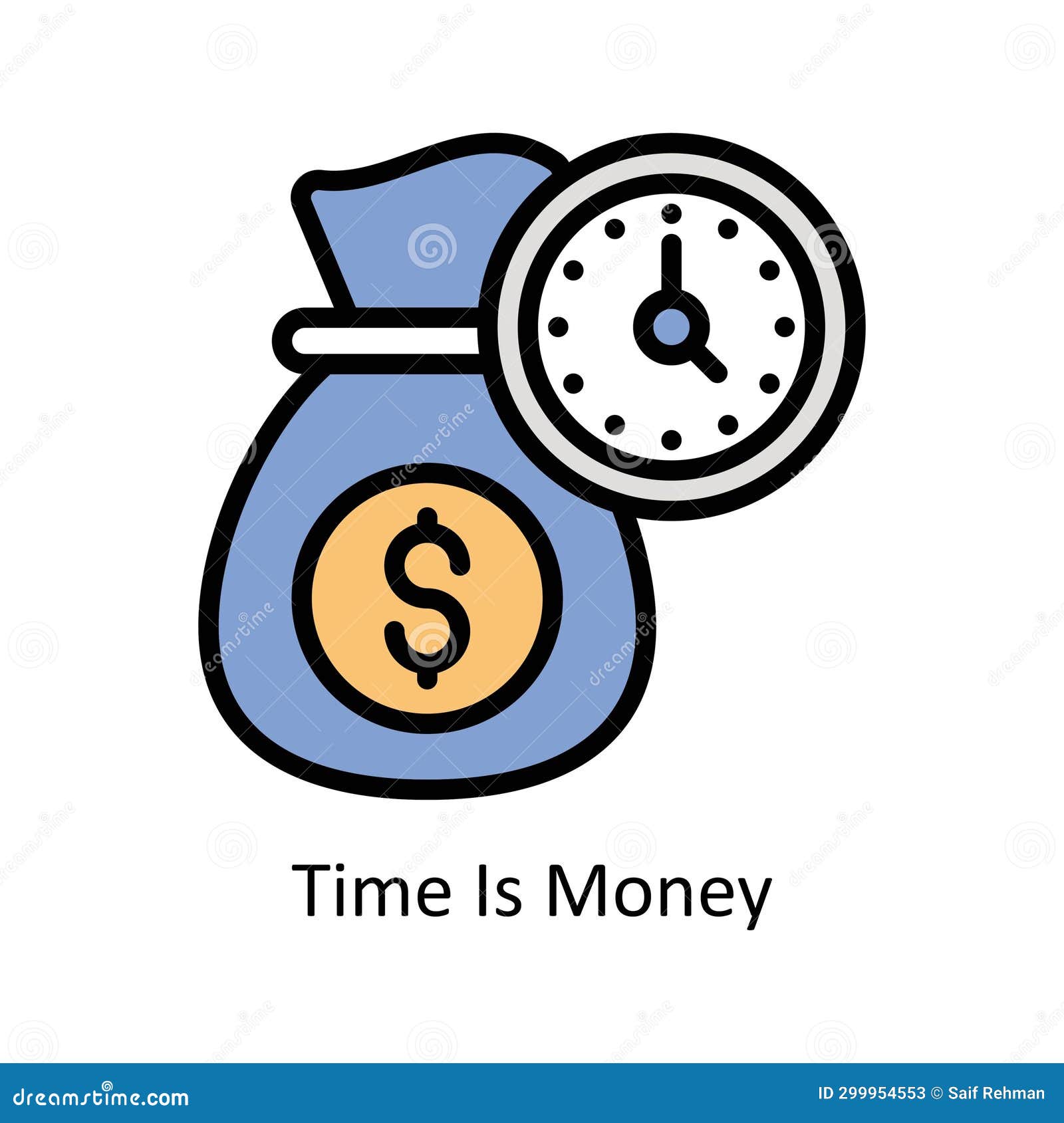 Time is Money Vector Filled Outline Icon Design Illustration. Business ...