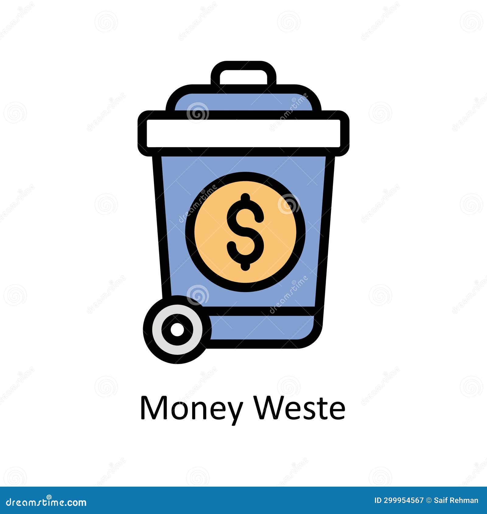 Money Waste Vector Filled Outline Icon Design Illustration. Business ...