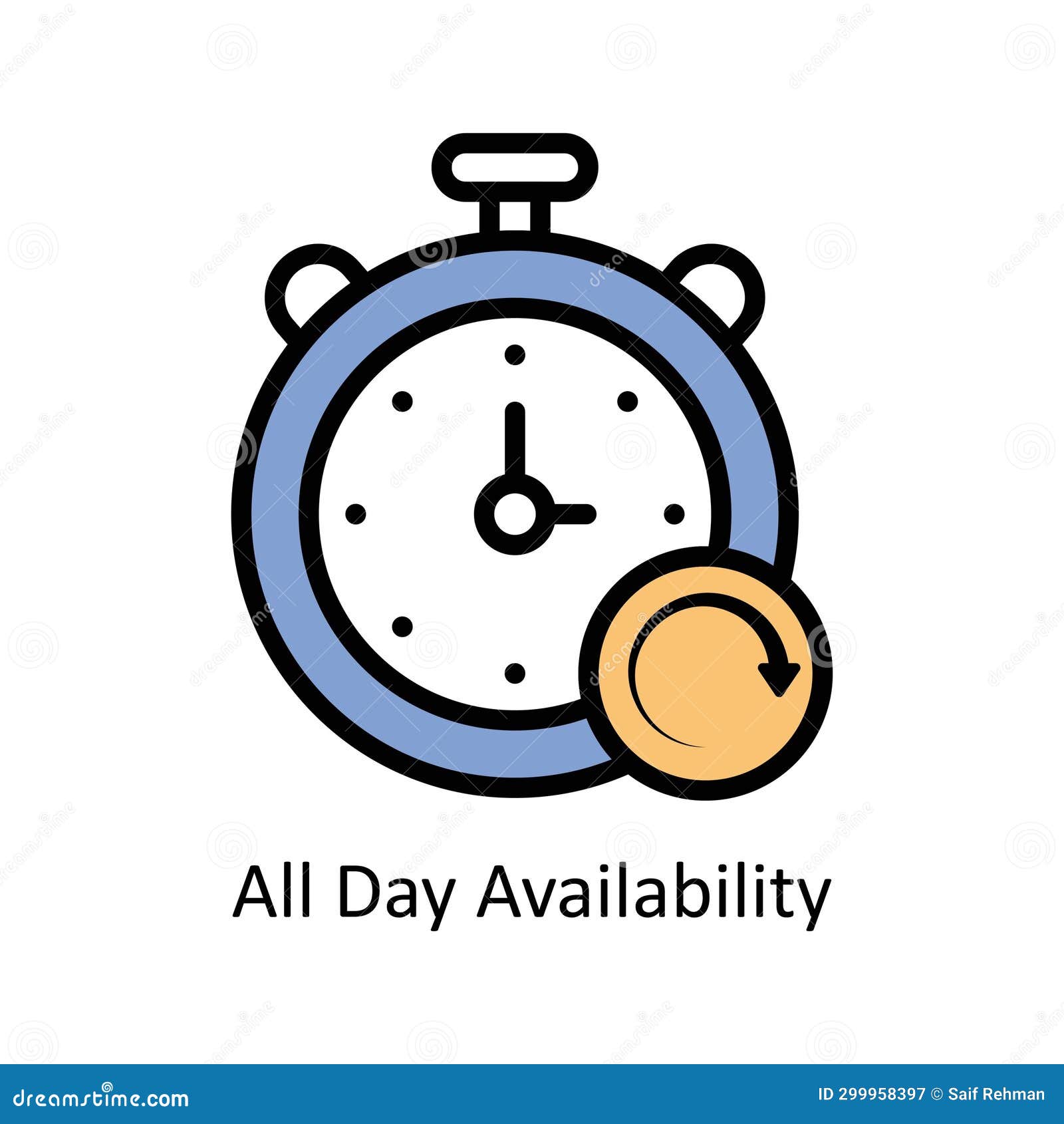 All Day Availability Vector Filled Outline Icon Design . Business and ...