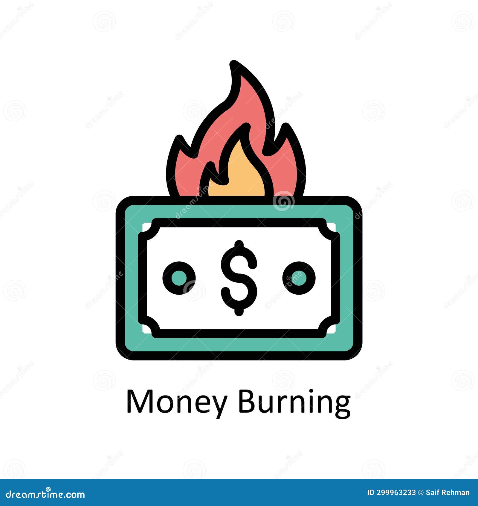 Money Burning Vector Filled Outline Icon Design Illustration. Business ...