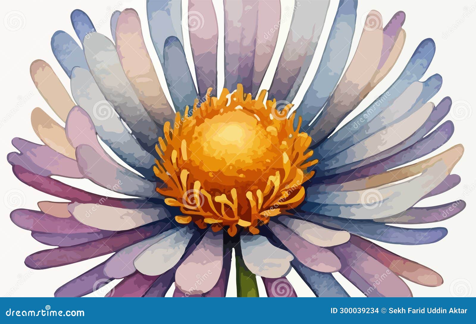 Aster Flower Watercolor Art and Illustration Created with Ai Stock ...
